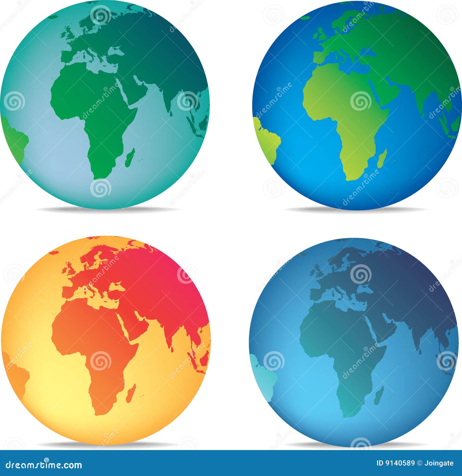 Coloured globes stock vector. Illustration of global, north - 9140589