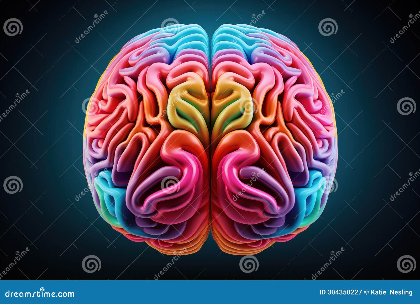 Coloured Graphic Representation of Human Brain on Dark Background Stock ...