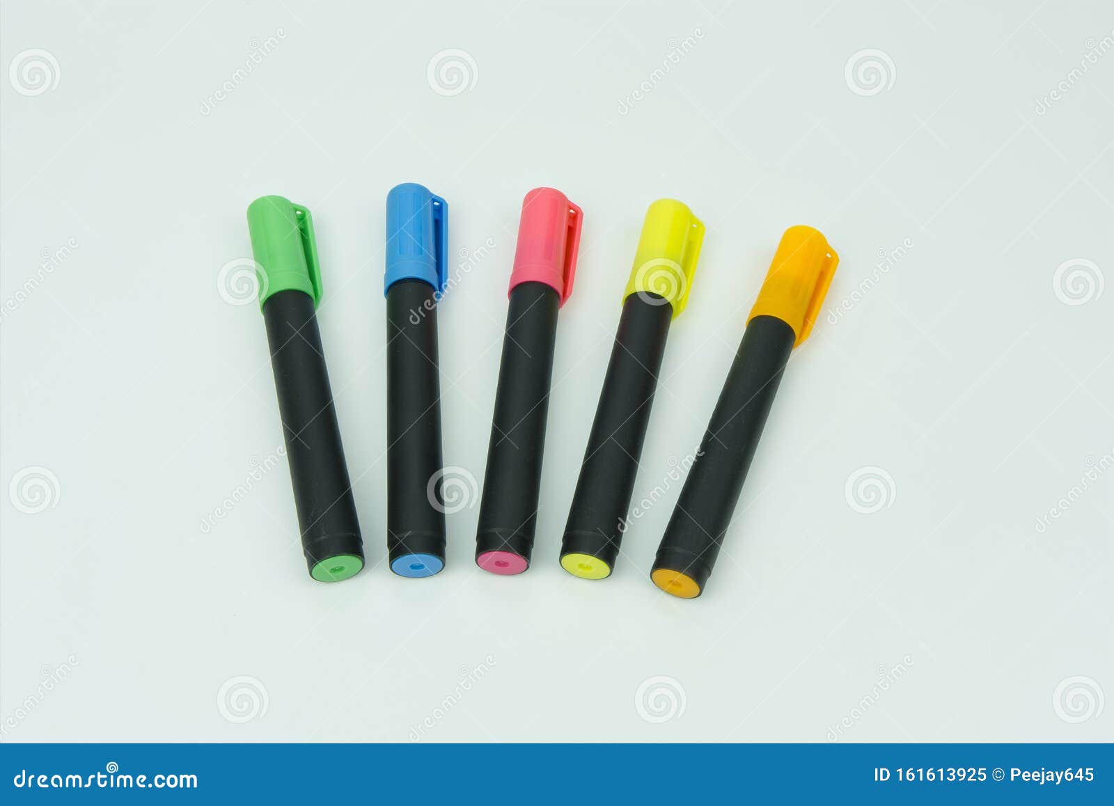 Coloured highlighter Pens stock image. Image of five - 161613925