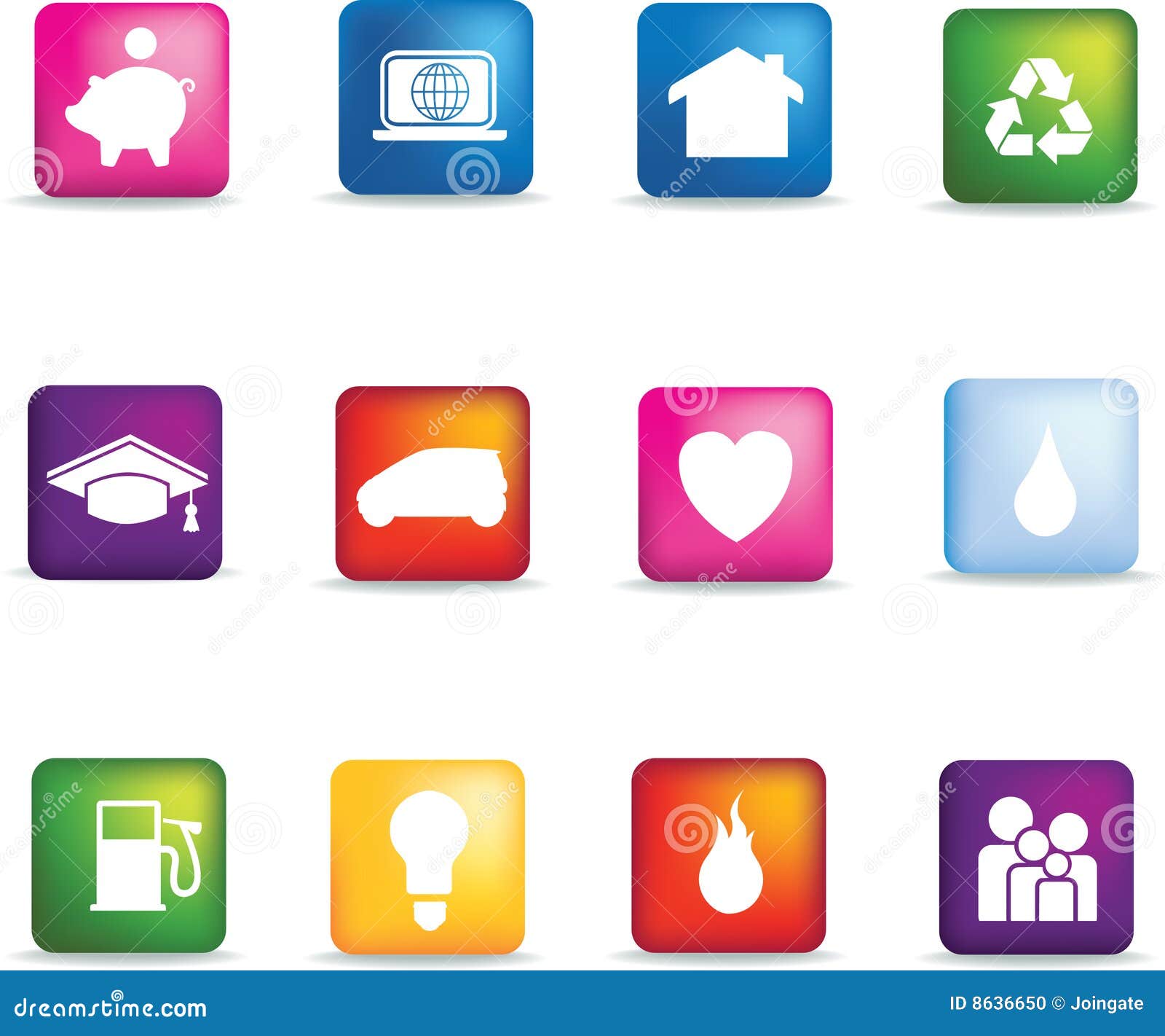 Coloured Home Icon Button Set Stock Vector - Illustration of love, save ...