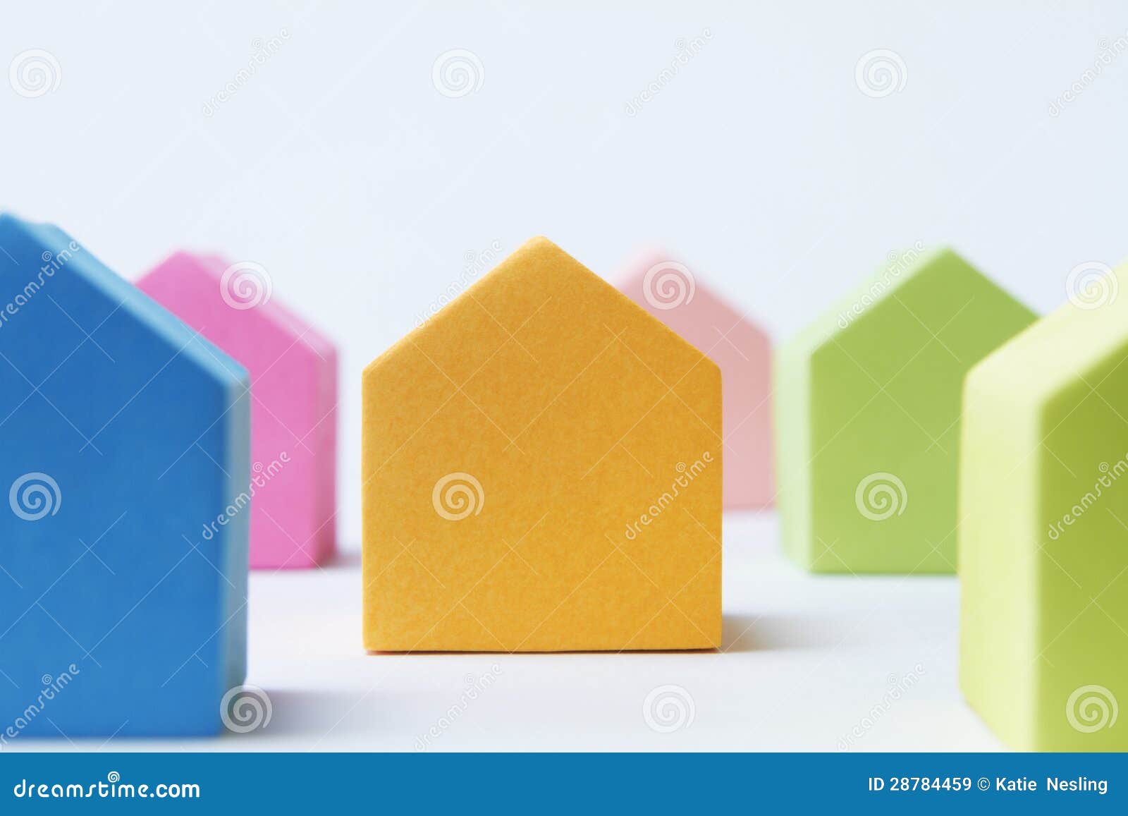 Coloured House Shaped Blocks on White Background Stock Image - Image of ...