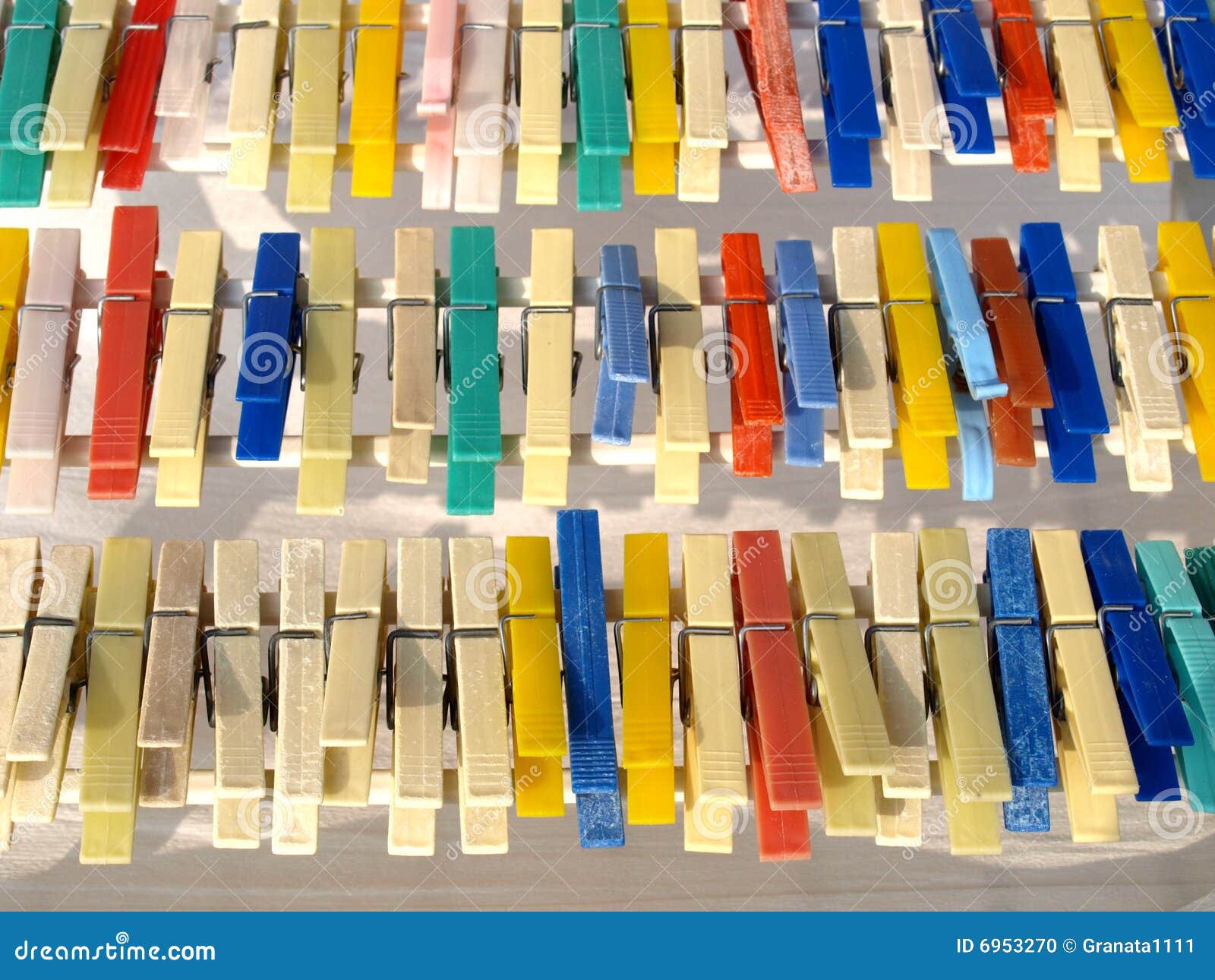 Coloured laundry clips stock photo. Image of line, washing - 6953270