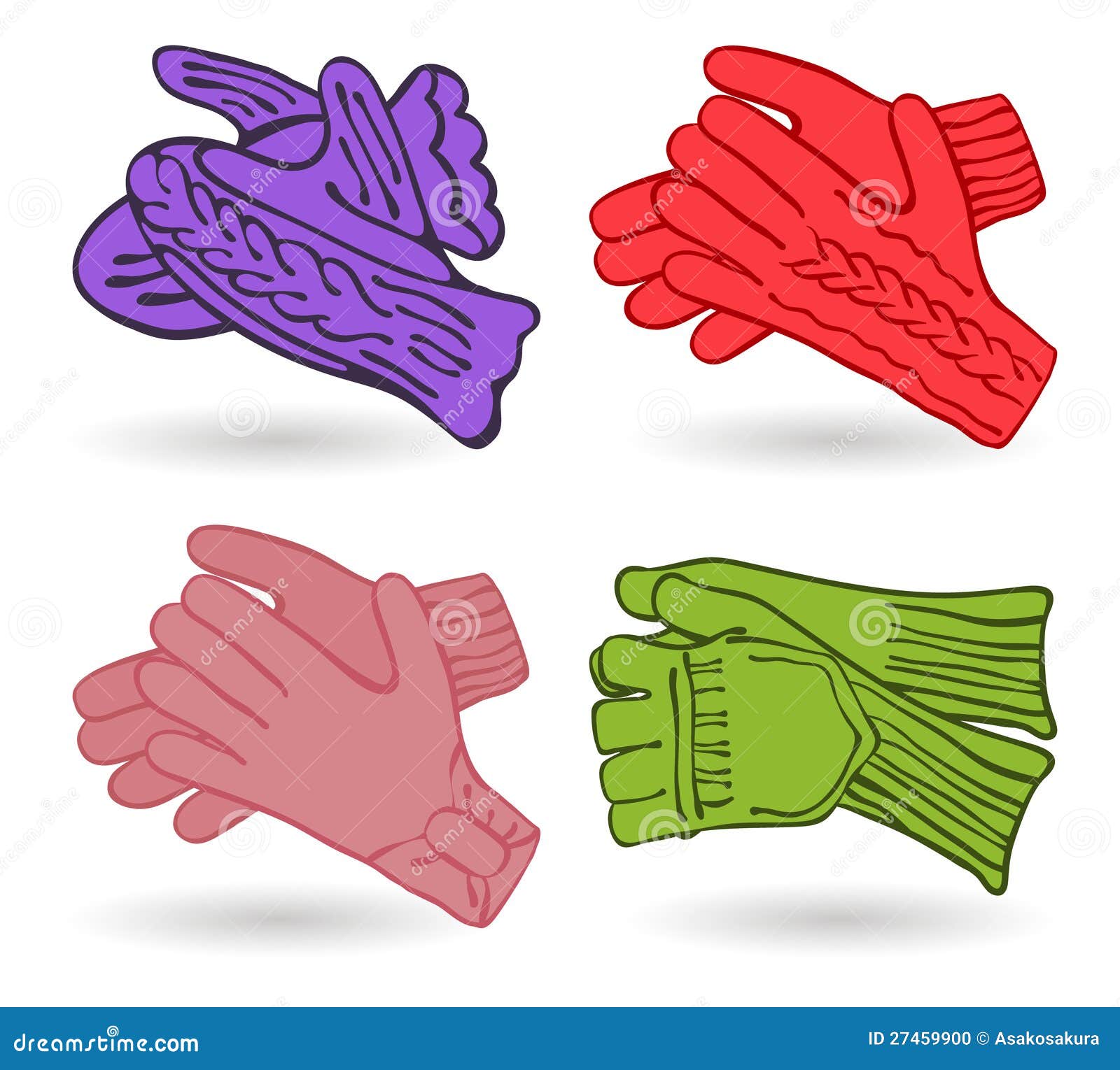 Coloured Mittens Icon Set. Winter Stock Vector - Illustration of cool ...