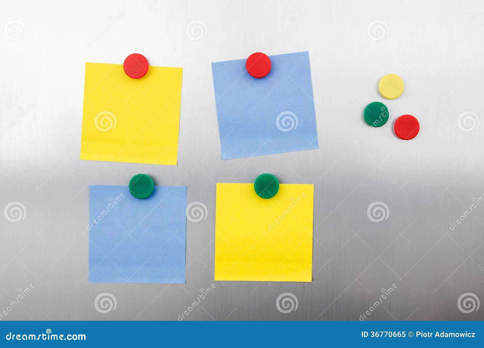 Coloured Notes and Magnets on Fridge Stock Image - Image of medium ...