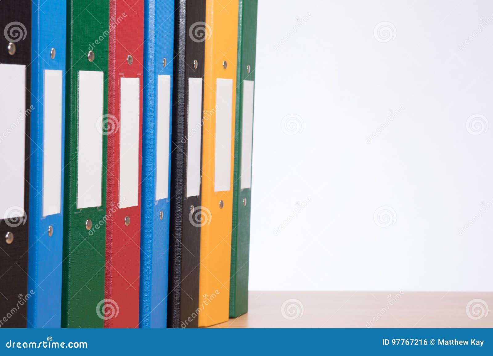 Coloured Office Document Folders on Shelf Closeup Stock Photo - Image ...