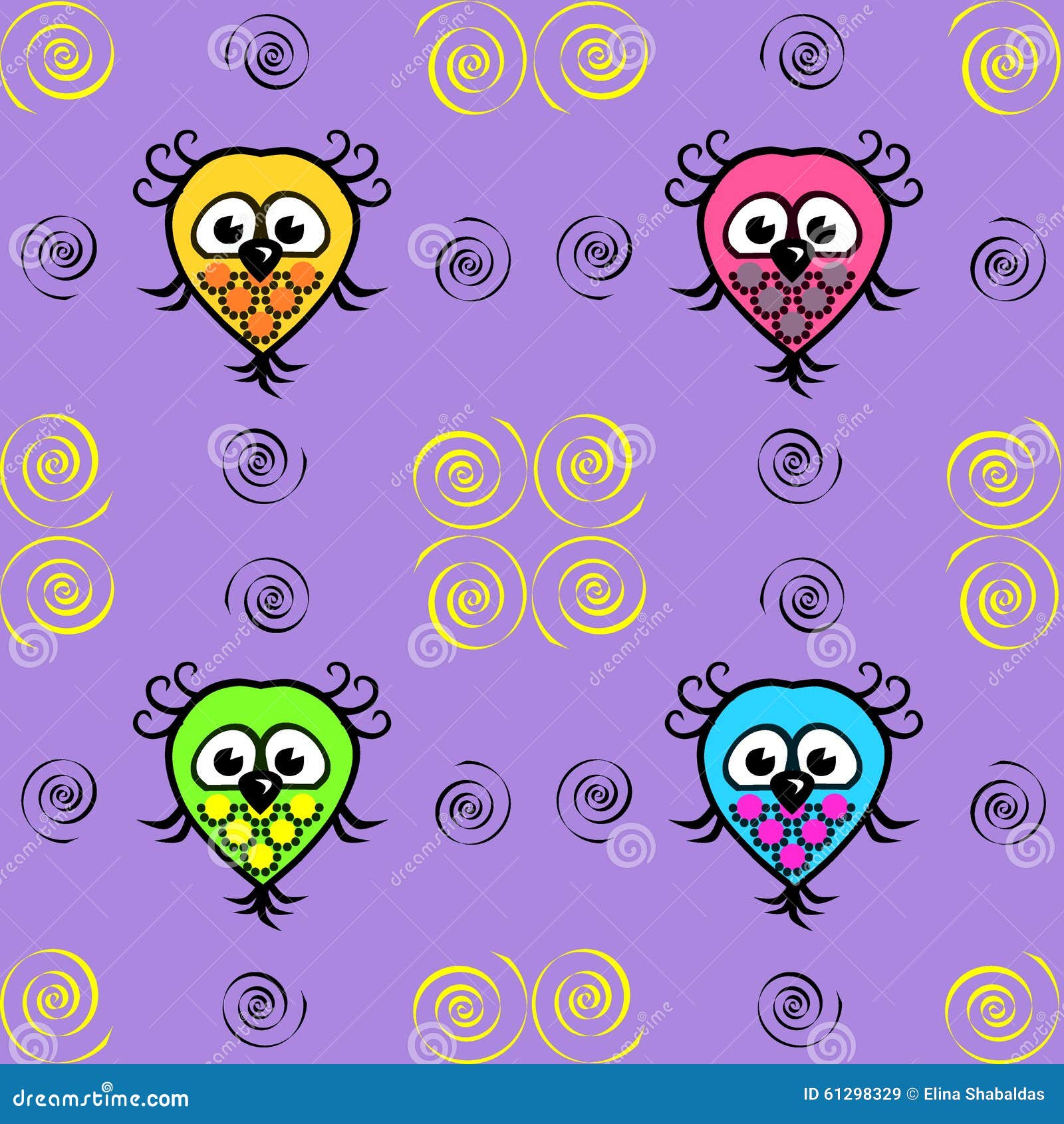 Coloured owls stock illustration. Illustration of blue - 61298329