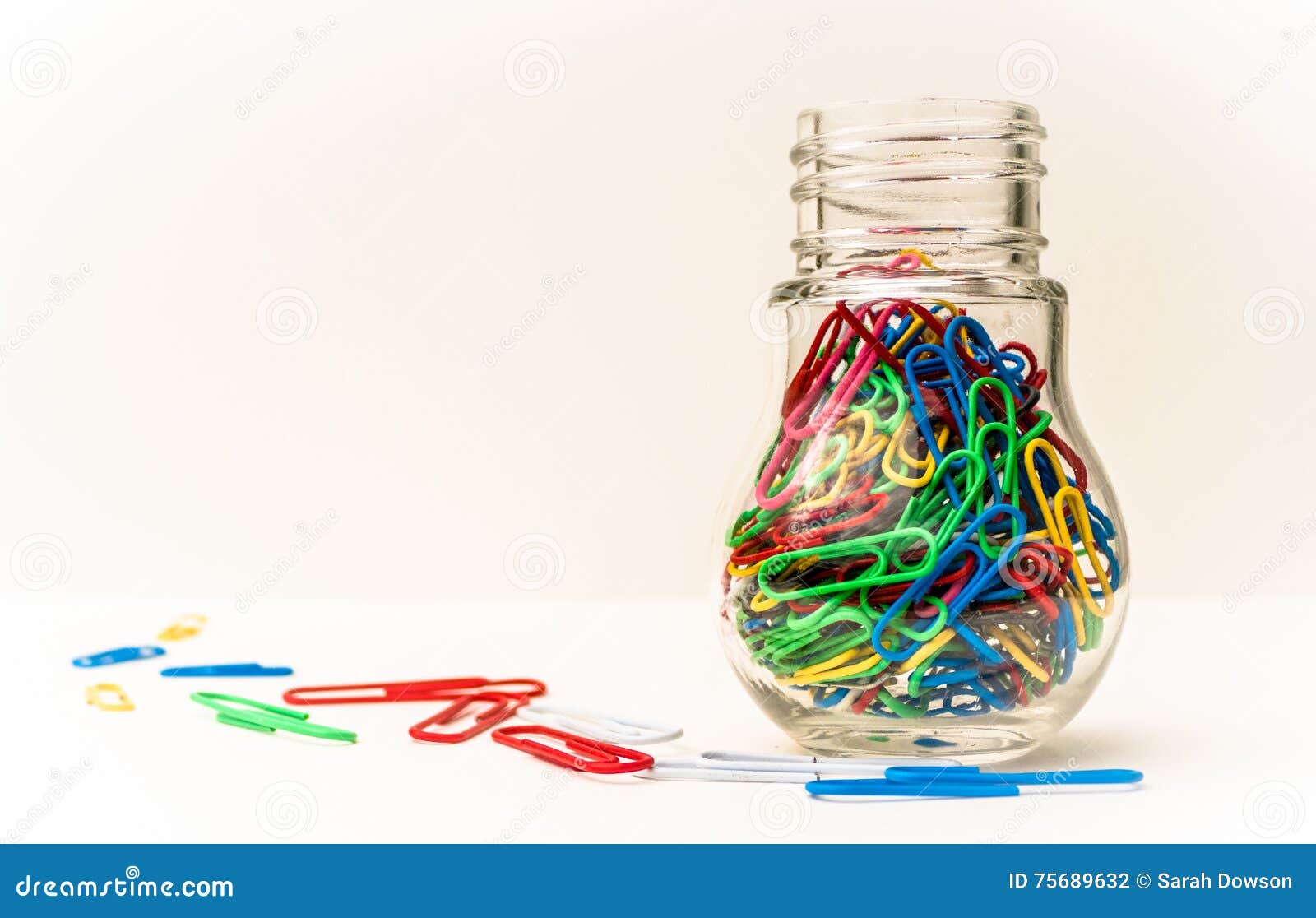 Coloured Paper Clips in a Container Stock Photo - Image of isolated ...