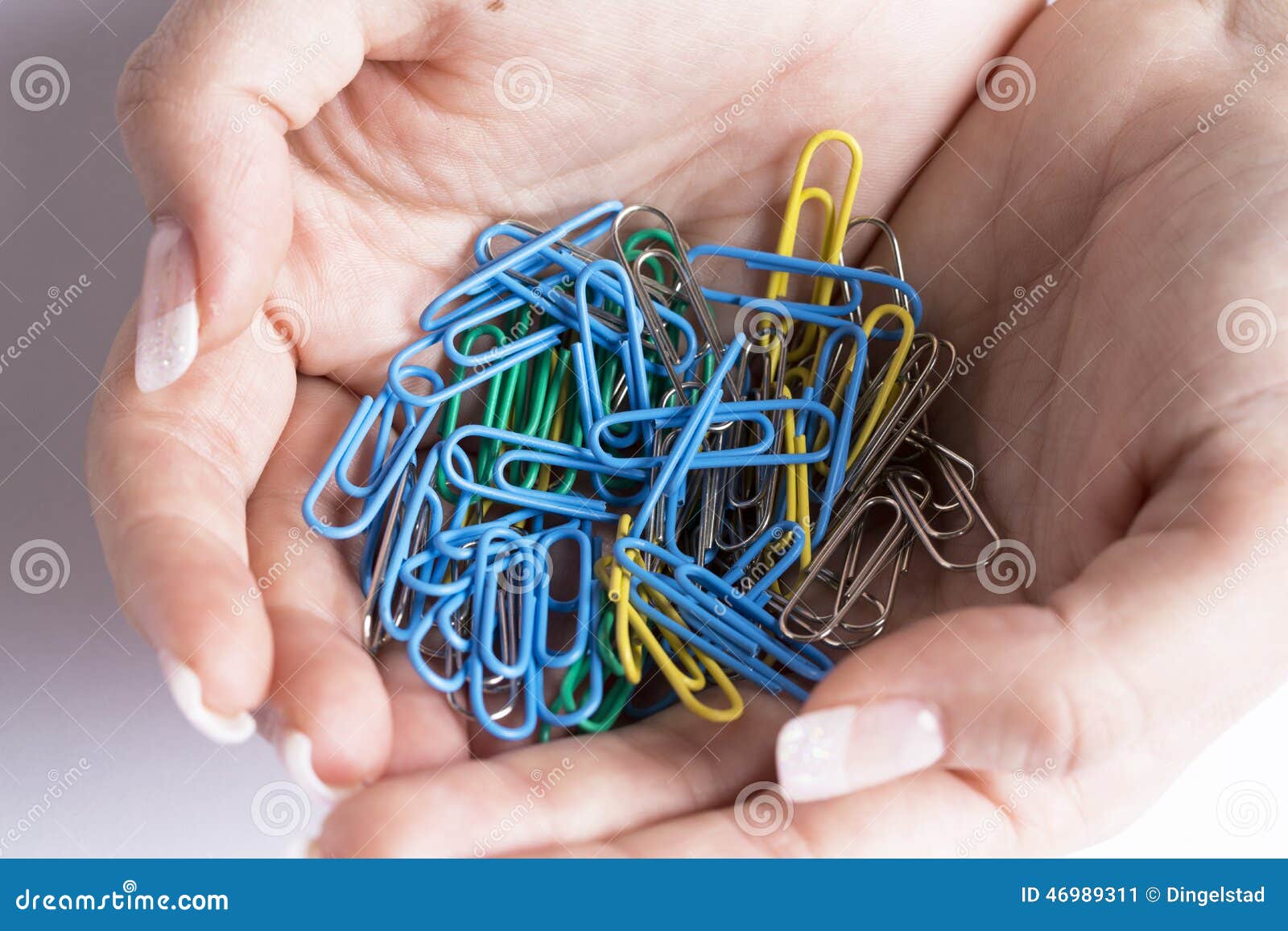 Coloured Paperclips in a Female Hand Stock Image - Image of fastener ...