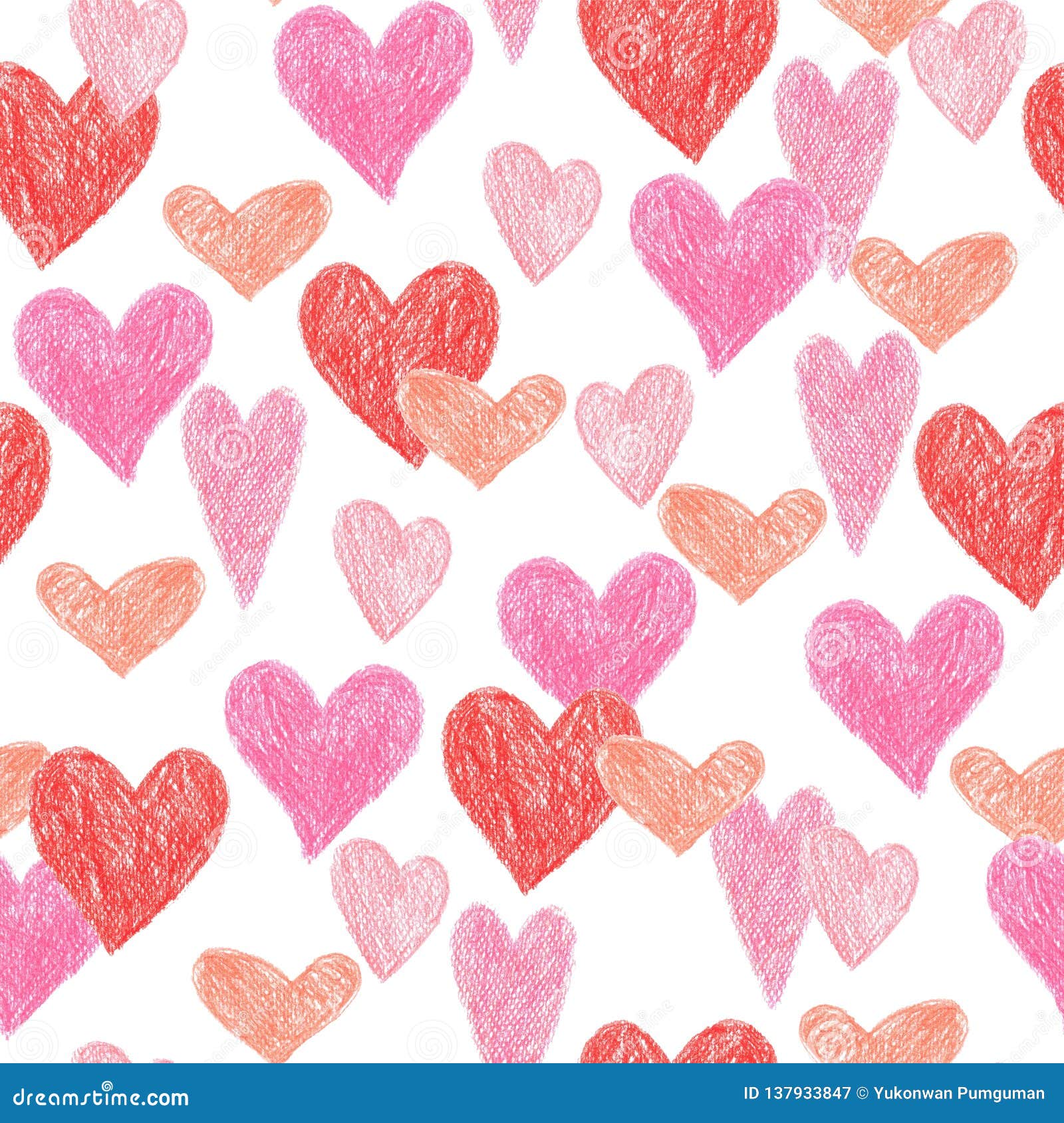 Coloured Pencil Seamless Pattern Romantic Heart Design for Valentine`s ... Coloured Pencil Seamless Pattern Romantic Heart Design for Valentine`s ...