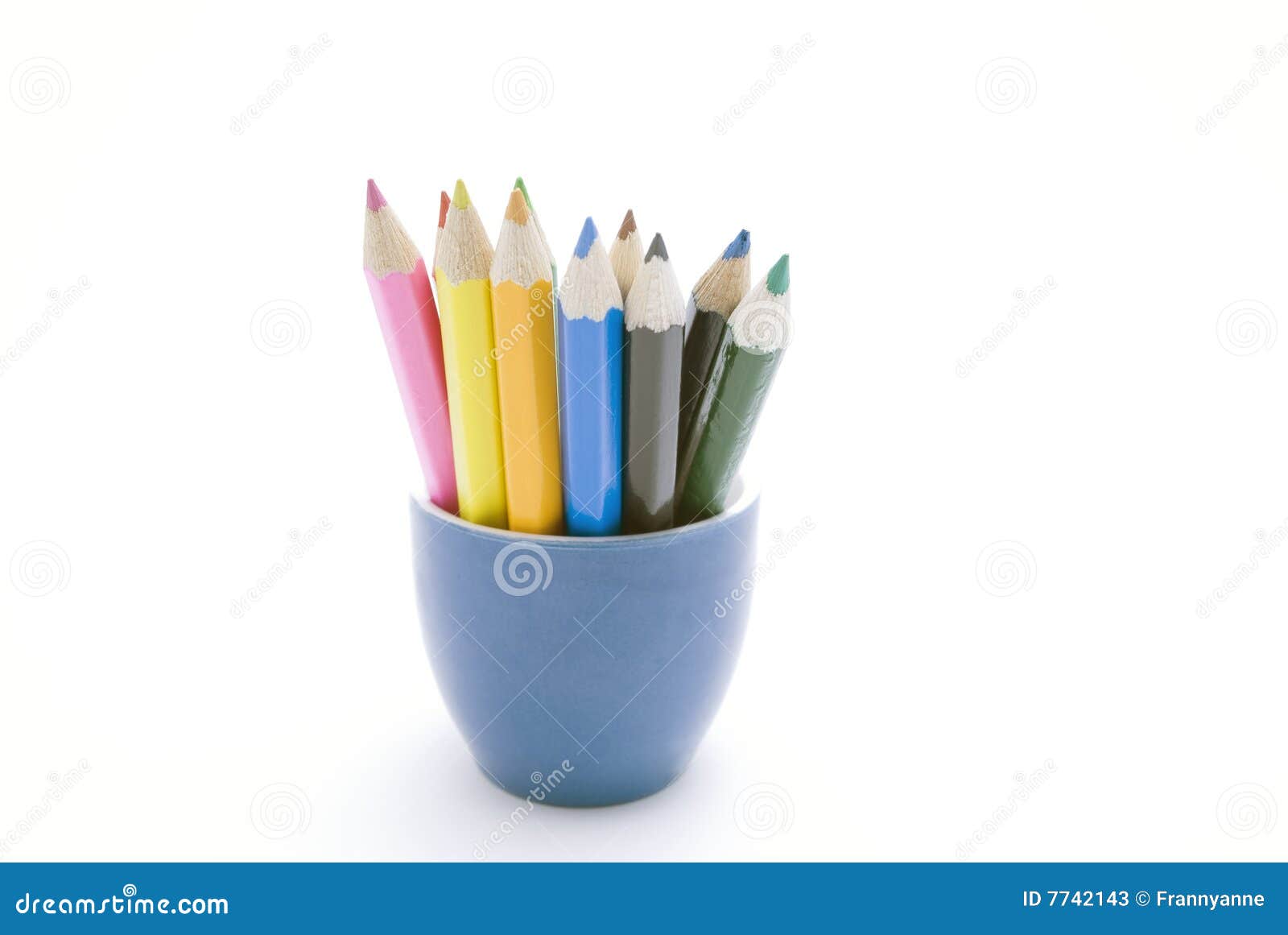 Coloured Pencils in a Pot stock image. Image of drawing - 7742143