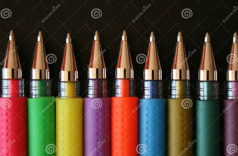 Coloured Pens stock photo. Image of yellow, color, purple - 5042954