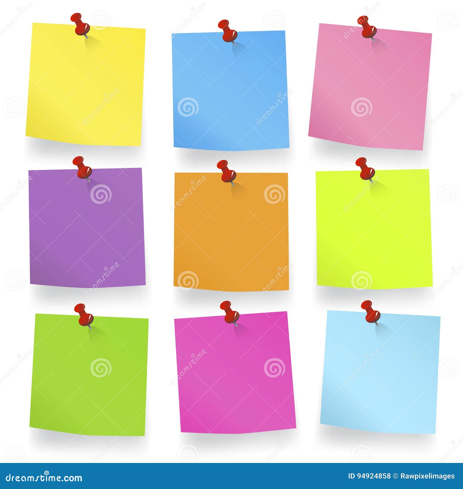 Coloured Pieces of Blank Notes Stock Illustration - Illustration of ...
