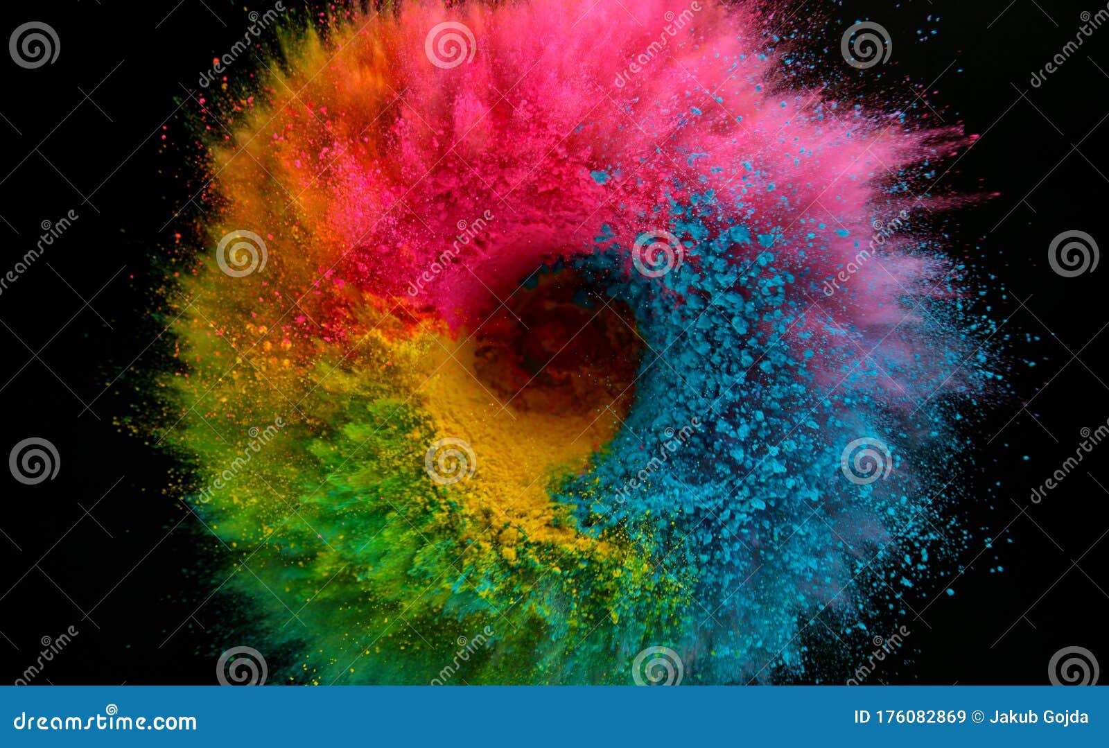 Coloured Powder Explosion on Black Background Stock Image - Image of ...