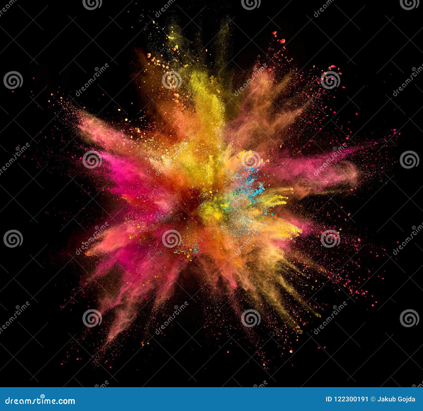 Coloured Powder Explosion Isolated on Black Background Stock Image ...