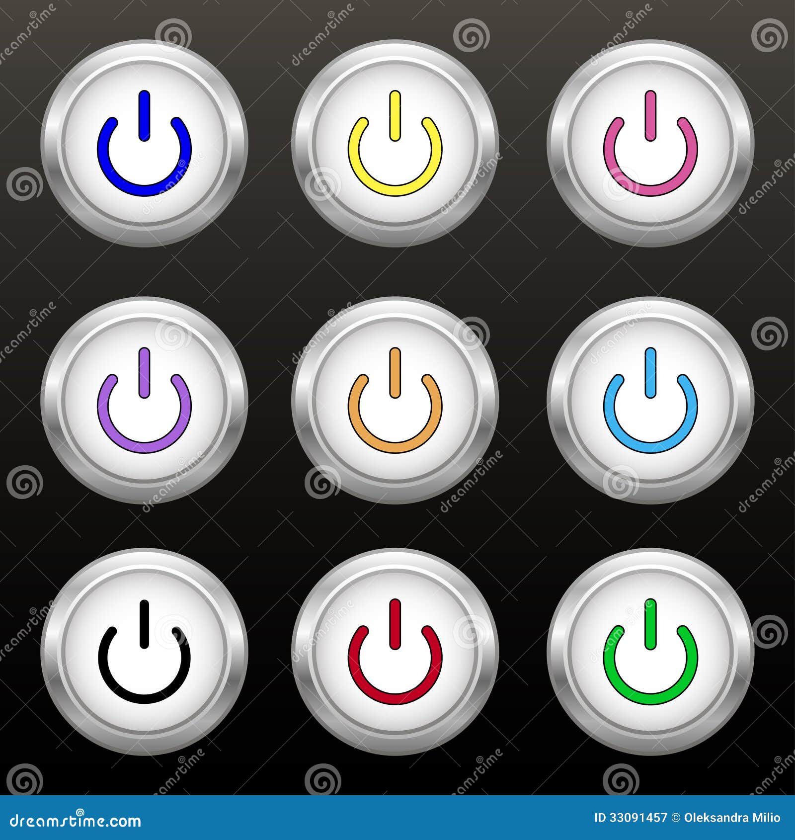 Coloured power buttons stock vector. Illustration of orange - 33091457