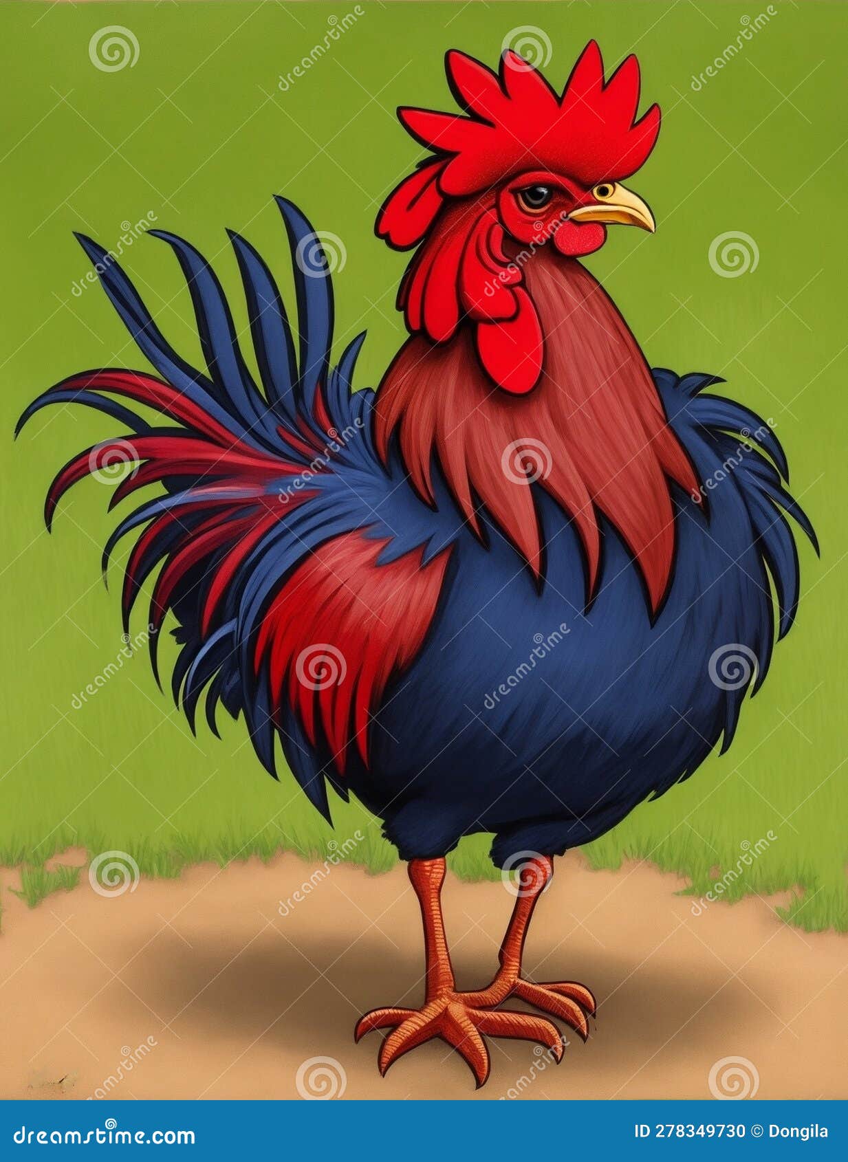 Coloured rooster stock illustration. Illustration of coloured - 278349730
