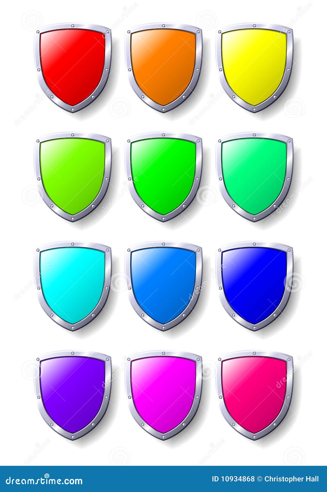 Coloured Shields stock vector. Illustration of sign, metal - 10934868