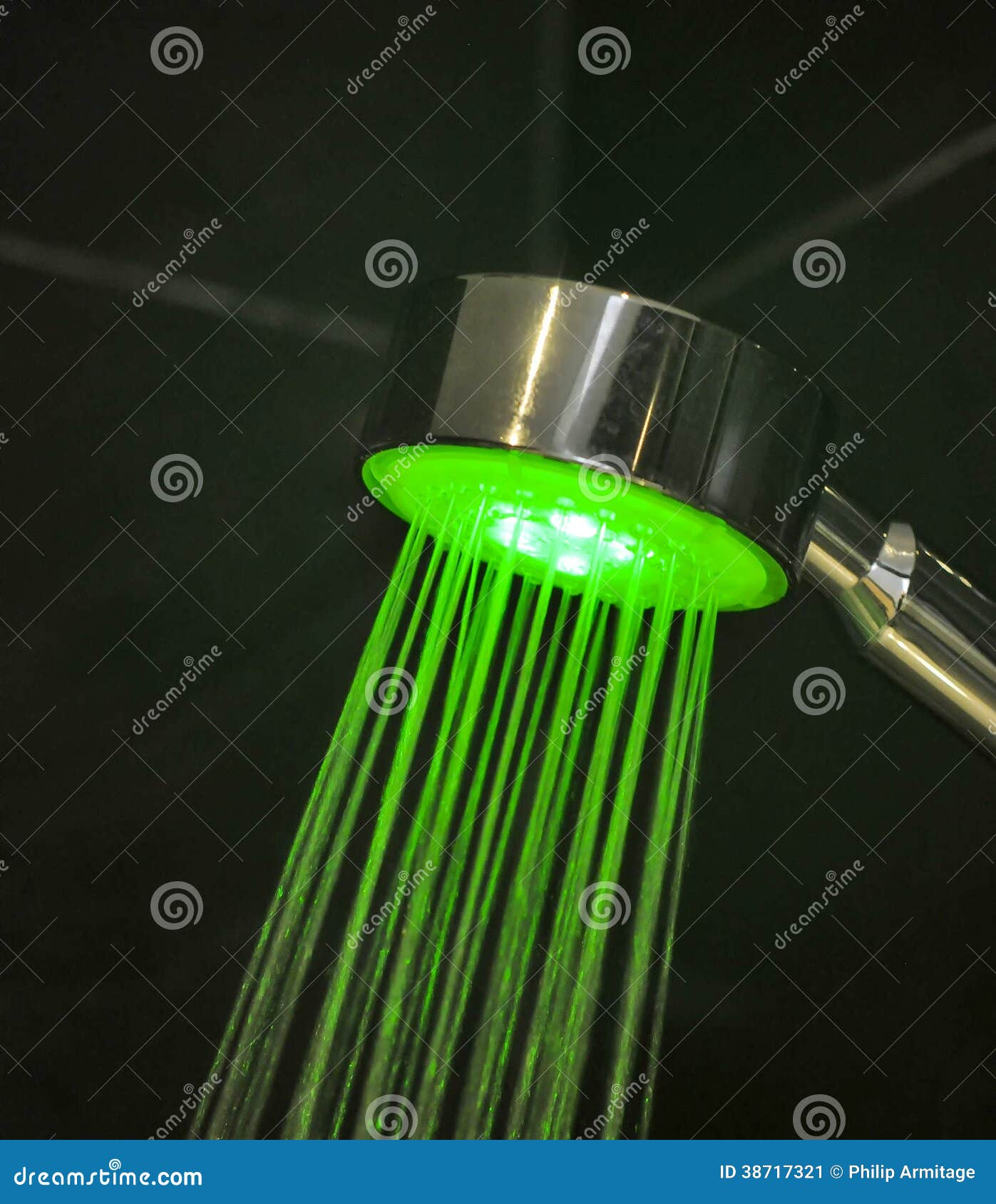 Coloured Shower Head on Black Tile Background Stock Image - Image of ...