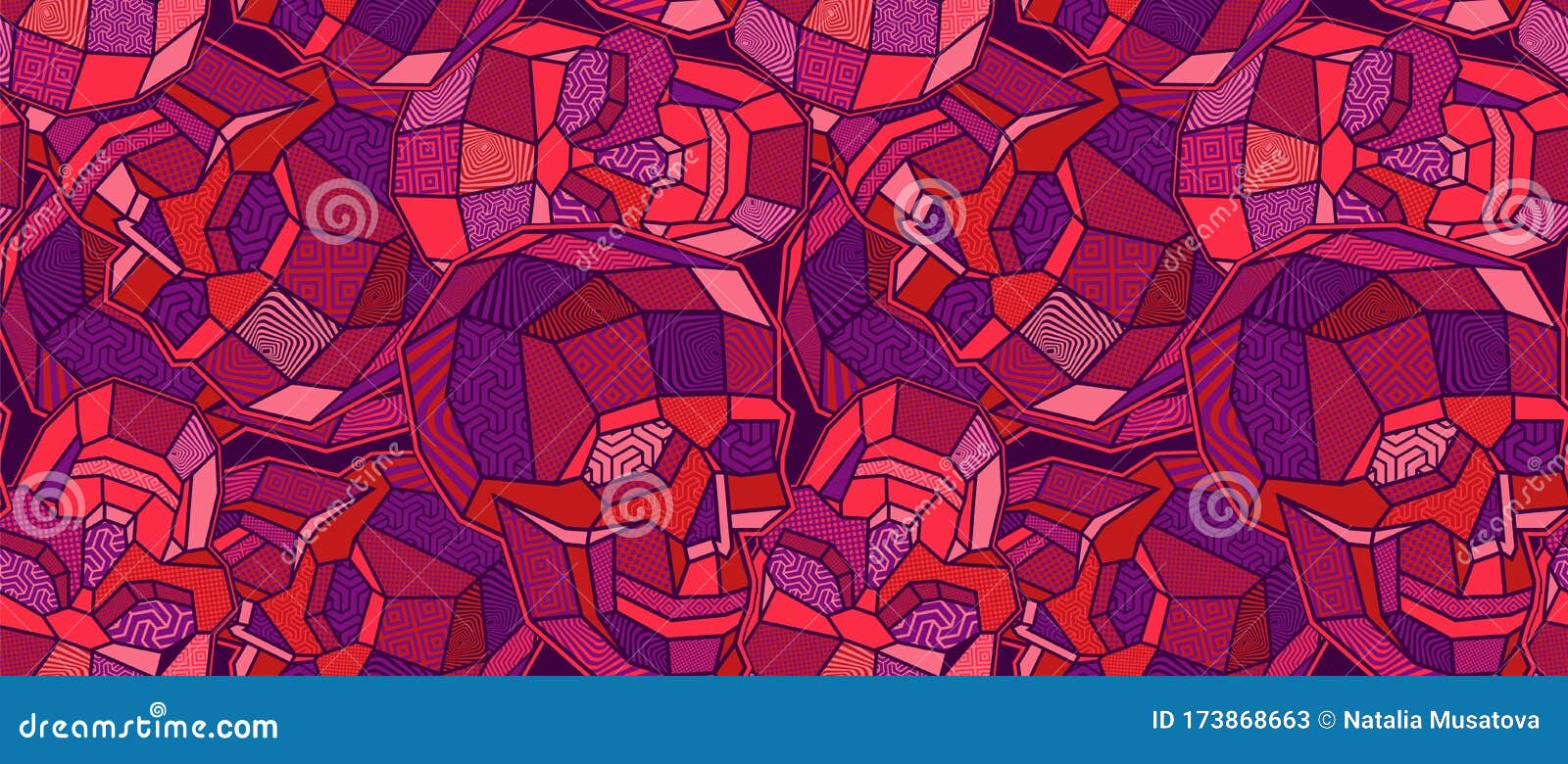 Coloured Skull Polygon Seamless Pattern. Vector Background Stock Vector ...