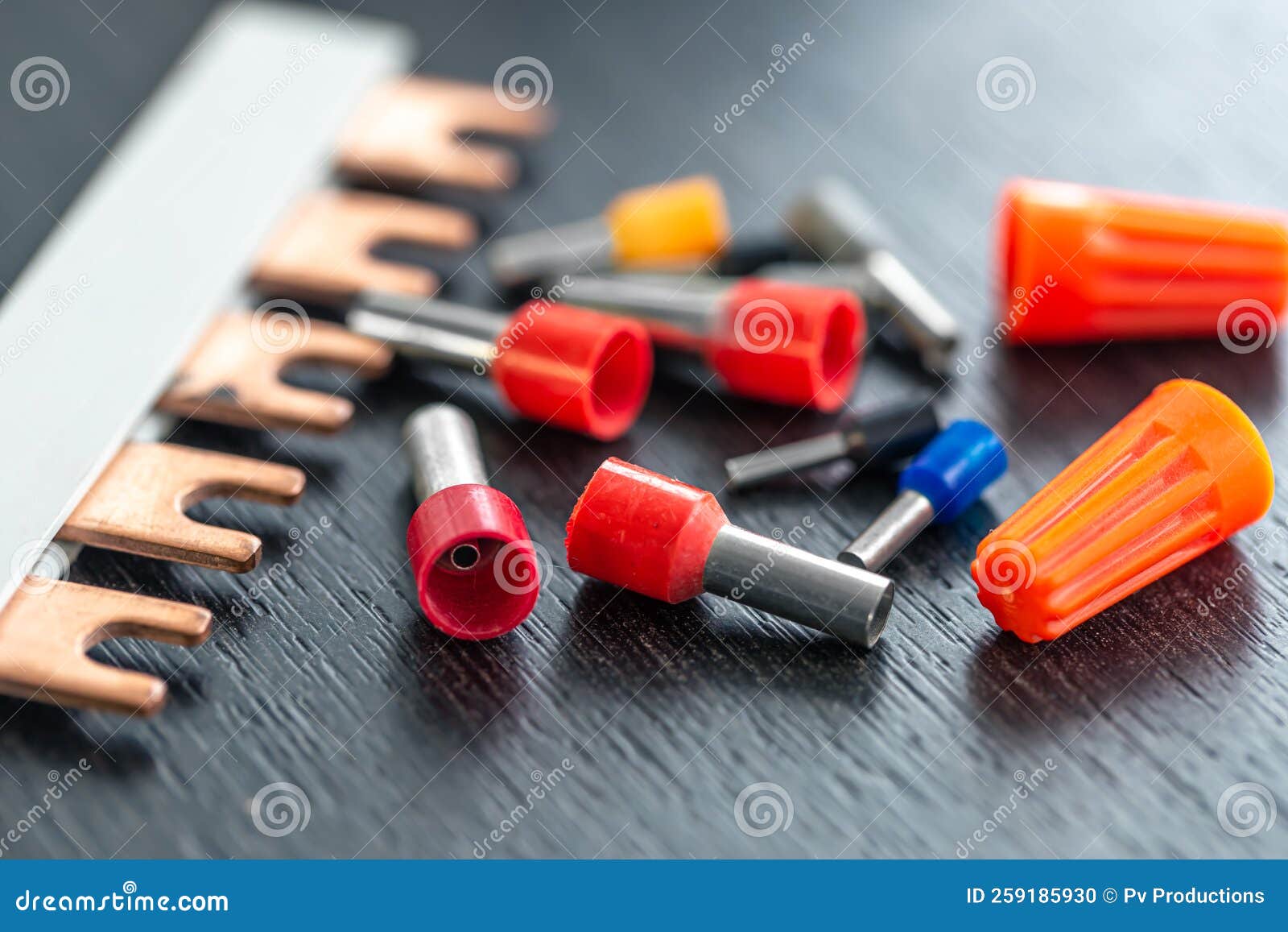 Coloured Sleeves, Crimp Terminals for Different Wire Sizes. Stock Photo ...
