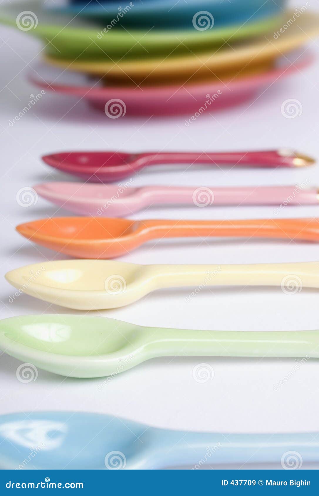 Coloured spoons parade stock image. Image of green, coffee - 437709