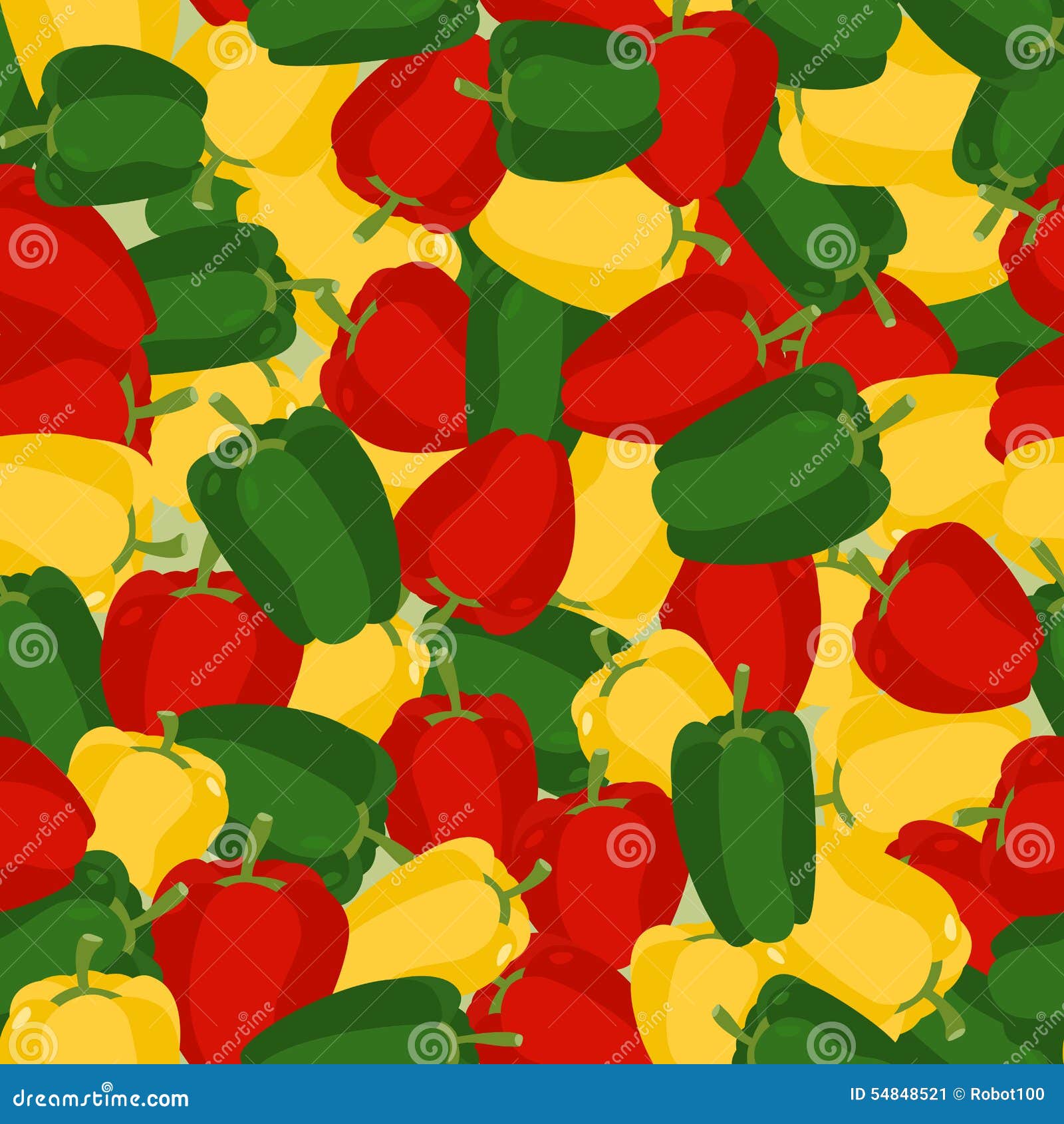 Coloured Sweet Pepper Pattern. Seamless Background with Ripe Pep Stock ...