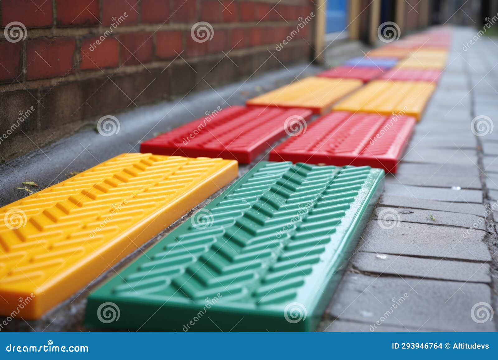 Coloured Tactile Paving Guiding with Arrow Finish Stock Photo - Image ...