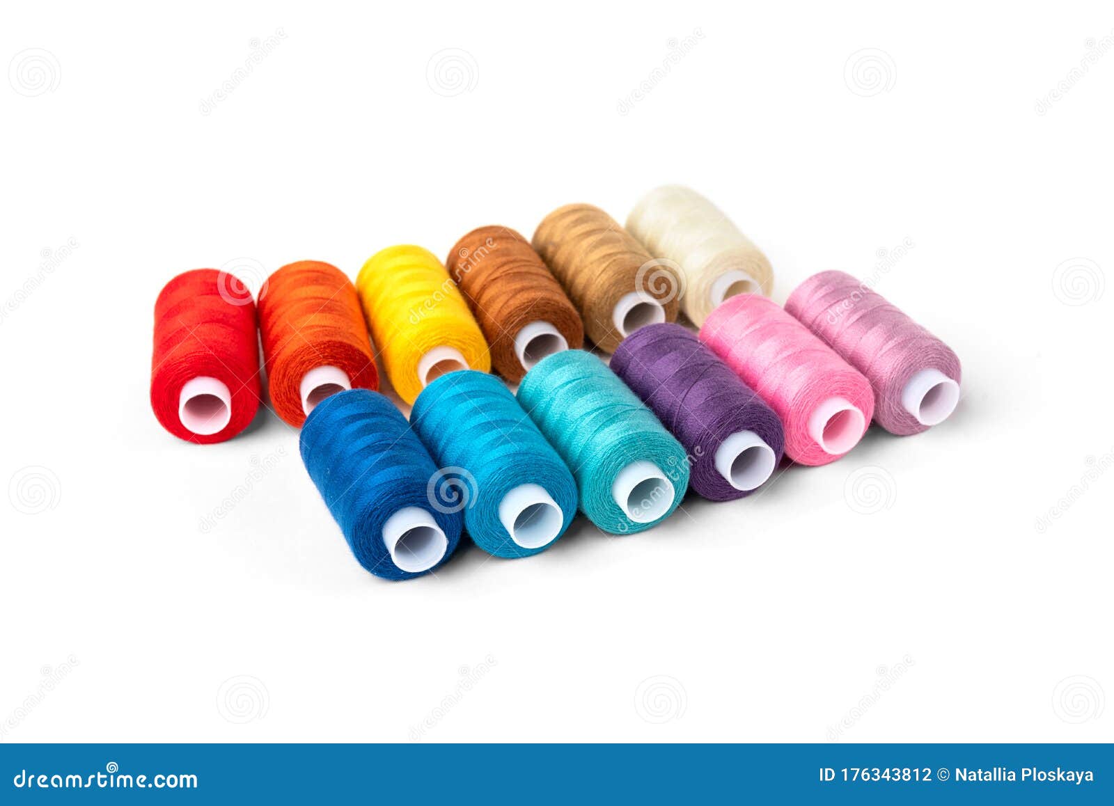 Coloured Threads Isolated on White. Stock Photo - Image of string, roll ...