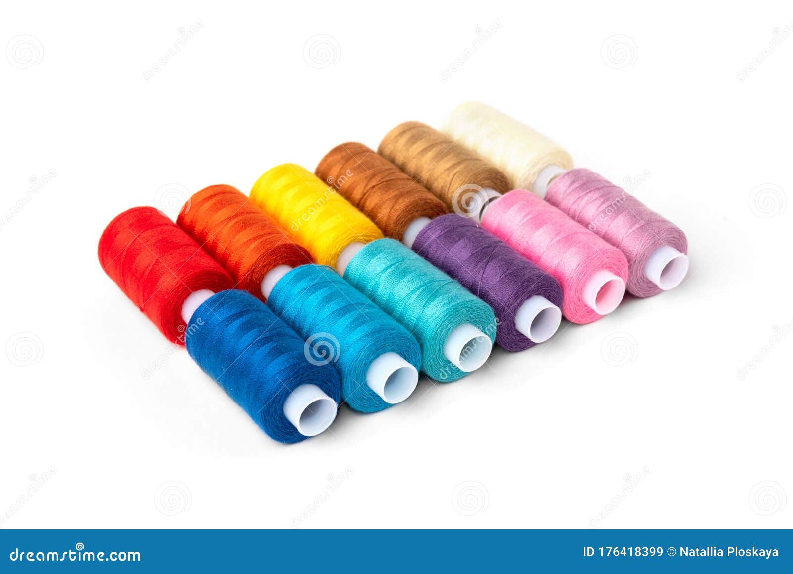 Coloured Threads Isolated on White. Stock Image - Image of silk ...