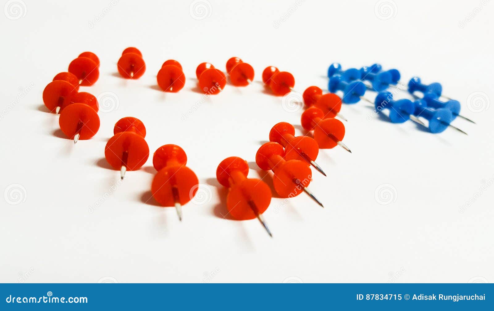 Coloured Thumbtacks - Heart-shaped Stock Image - Image of background ...
