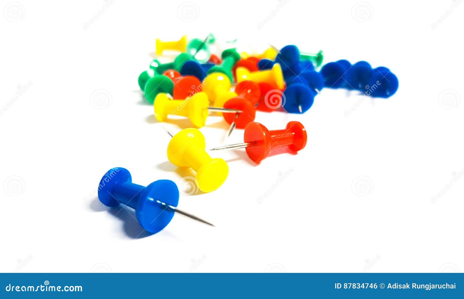 Coloured thumbtacks stock photo. Image of object, notice - 87834746