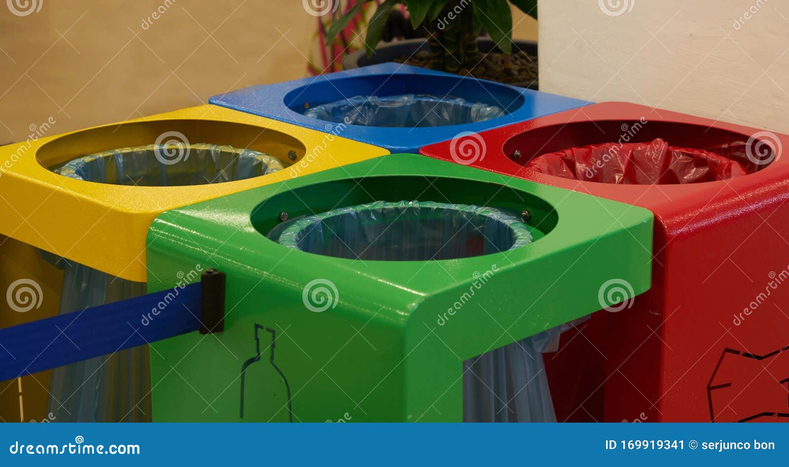 Coloured Waste Containers To Indicate the Different Types of Recycling ...