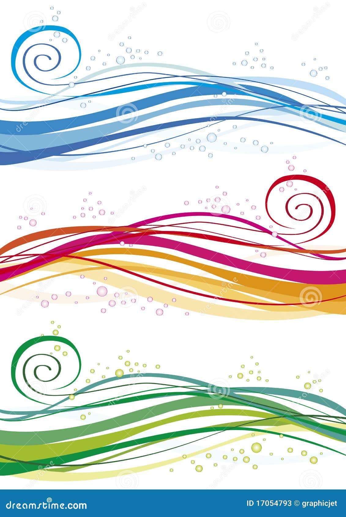 Coloured waves and bubbles stock vector. Illustration of waves - 17054793