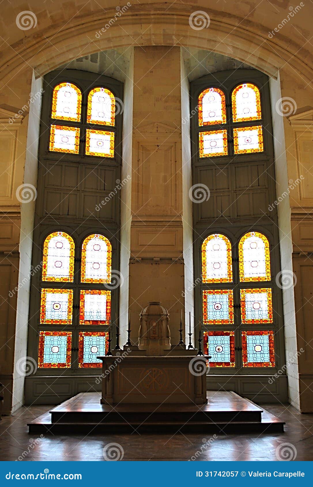 Coloured Windows in a Church Stock Image - Image of abbeys, france ...