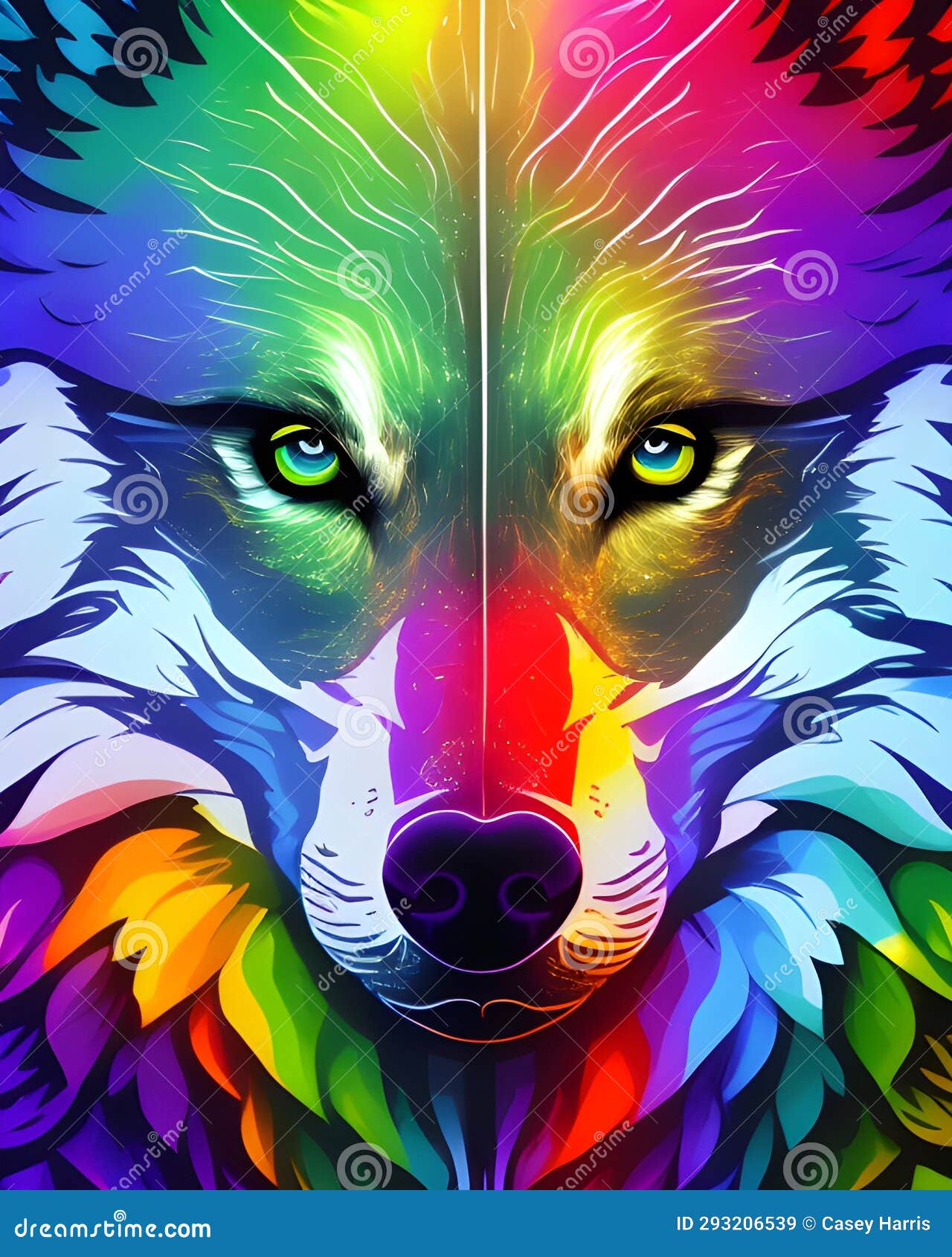 Coloured in Wolf stock illustration. Illustration of yellow - 293206539