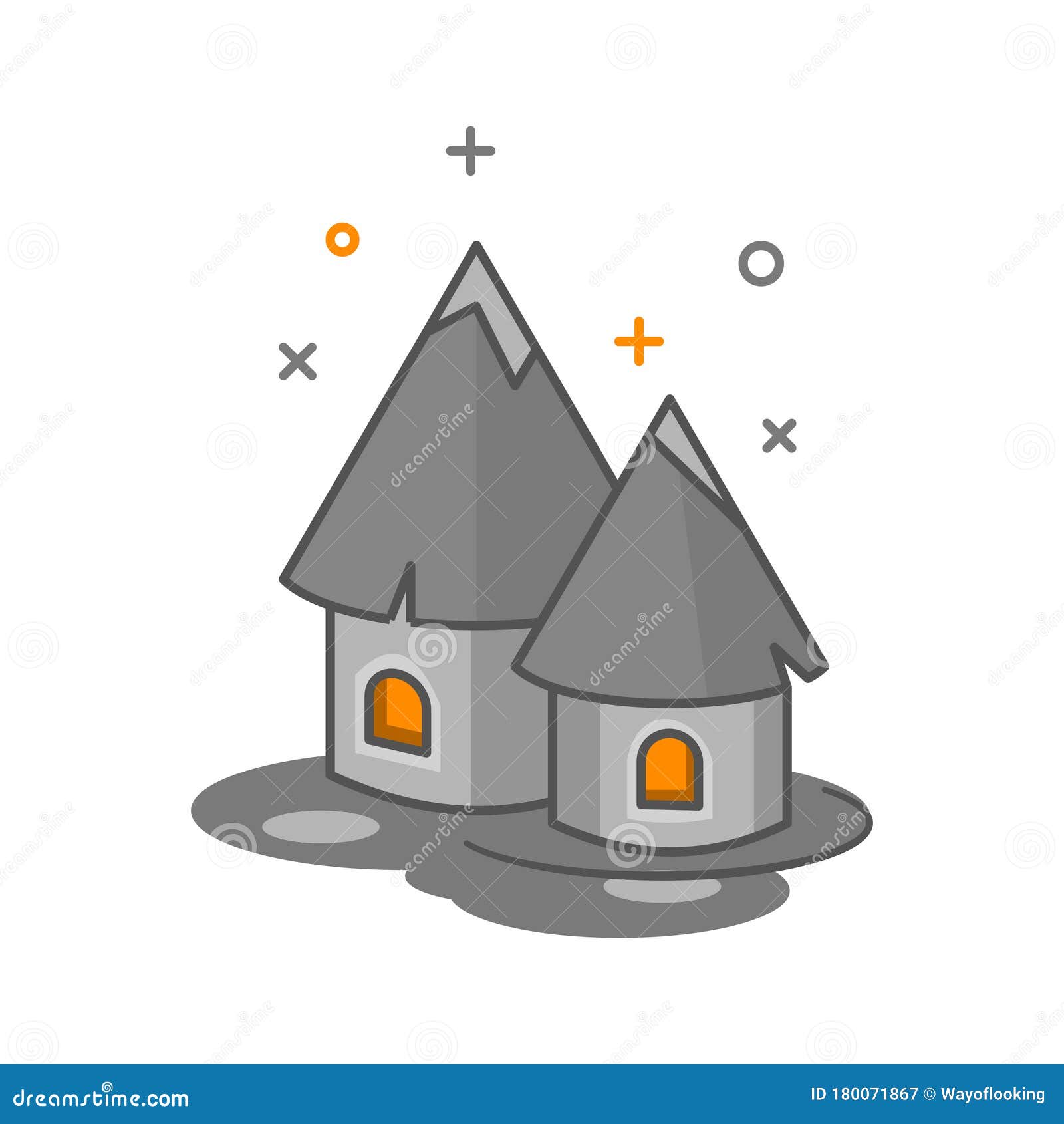 Indian Village Huts Icon. Flat Style Stock Illustration - Illustration ...