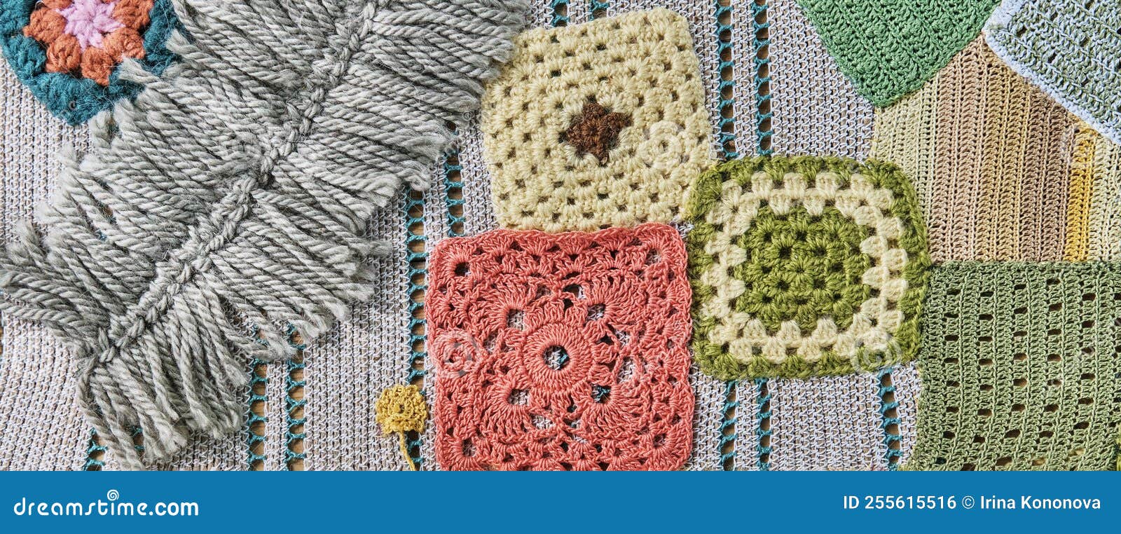 Colourful Patchwork Abstract Background. Different Pieces, Knitted and ...