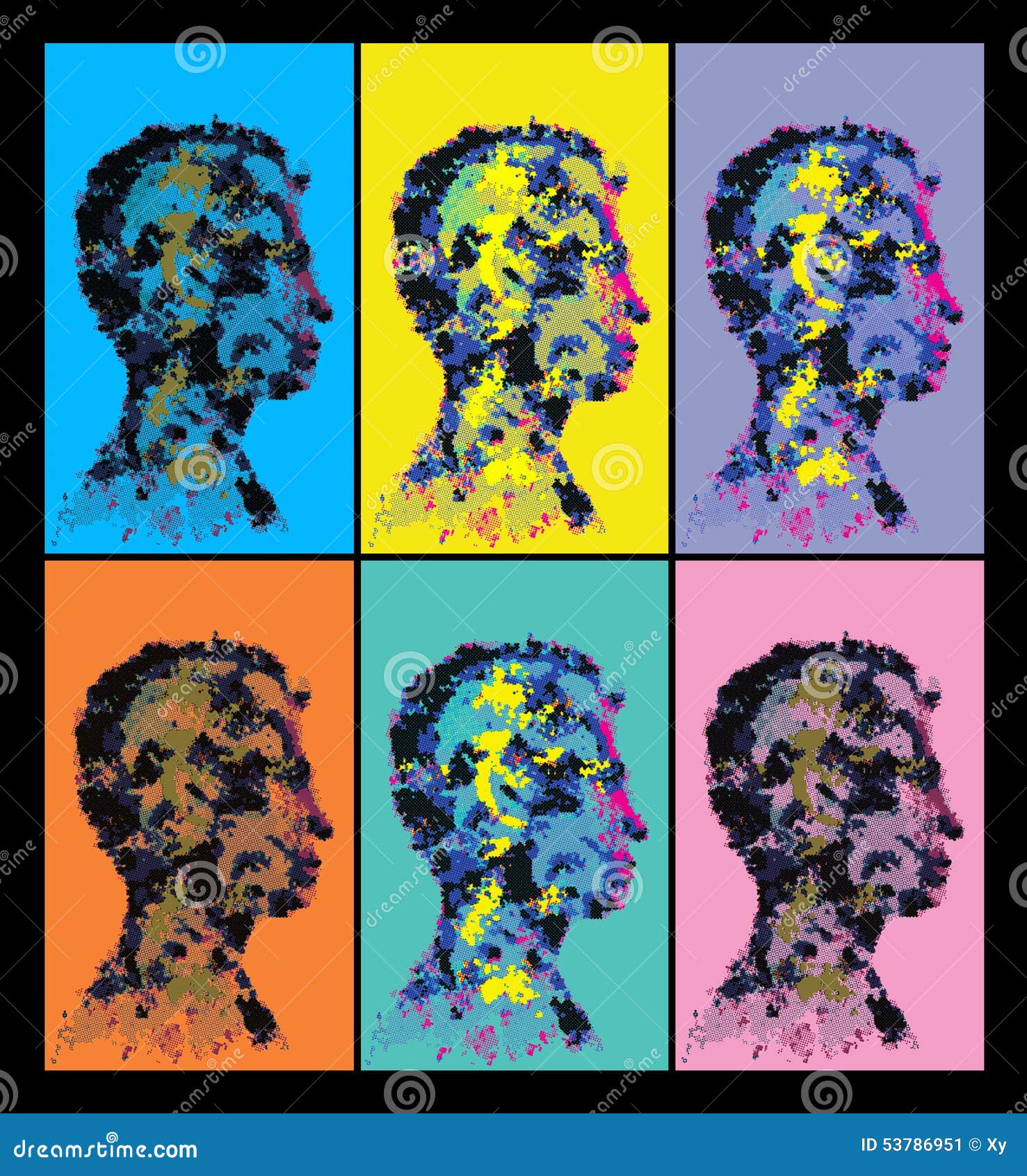 Colourful Abstract Human Head Silhouettes. Stock Illustration ...