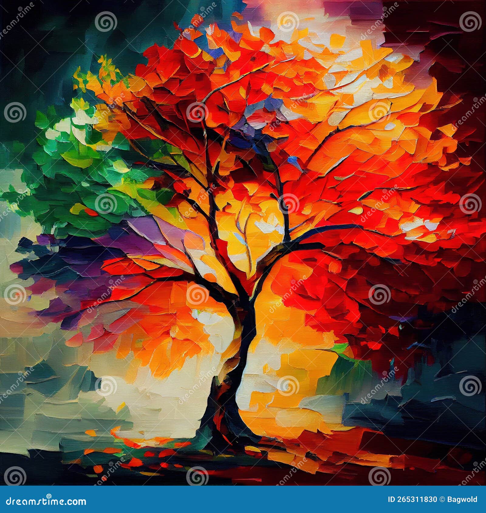 Colourful Abstract Tree Generative AI Illustration Stock Illustration ...