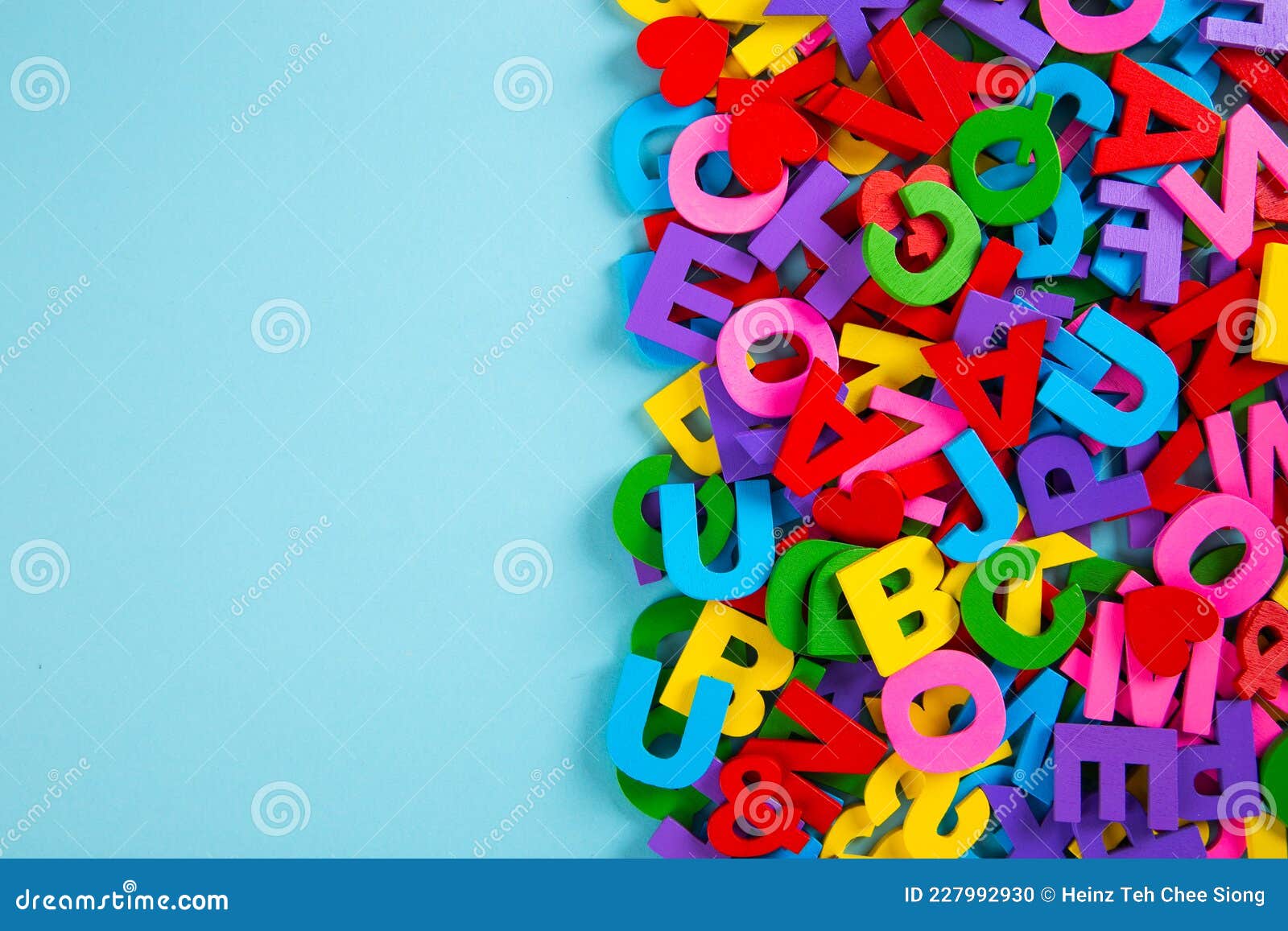 Colourful Alphabet on Blue Background Stock Photo - Image of lettering ...