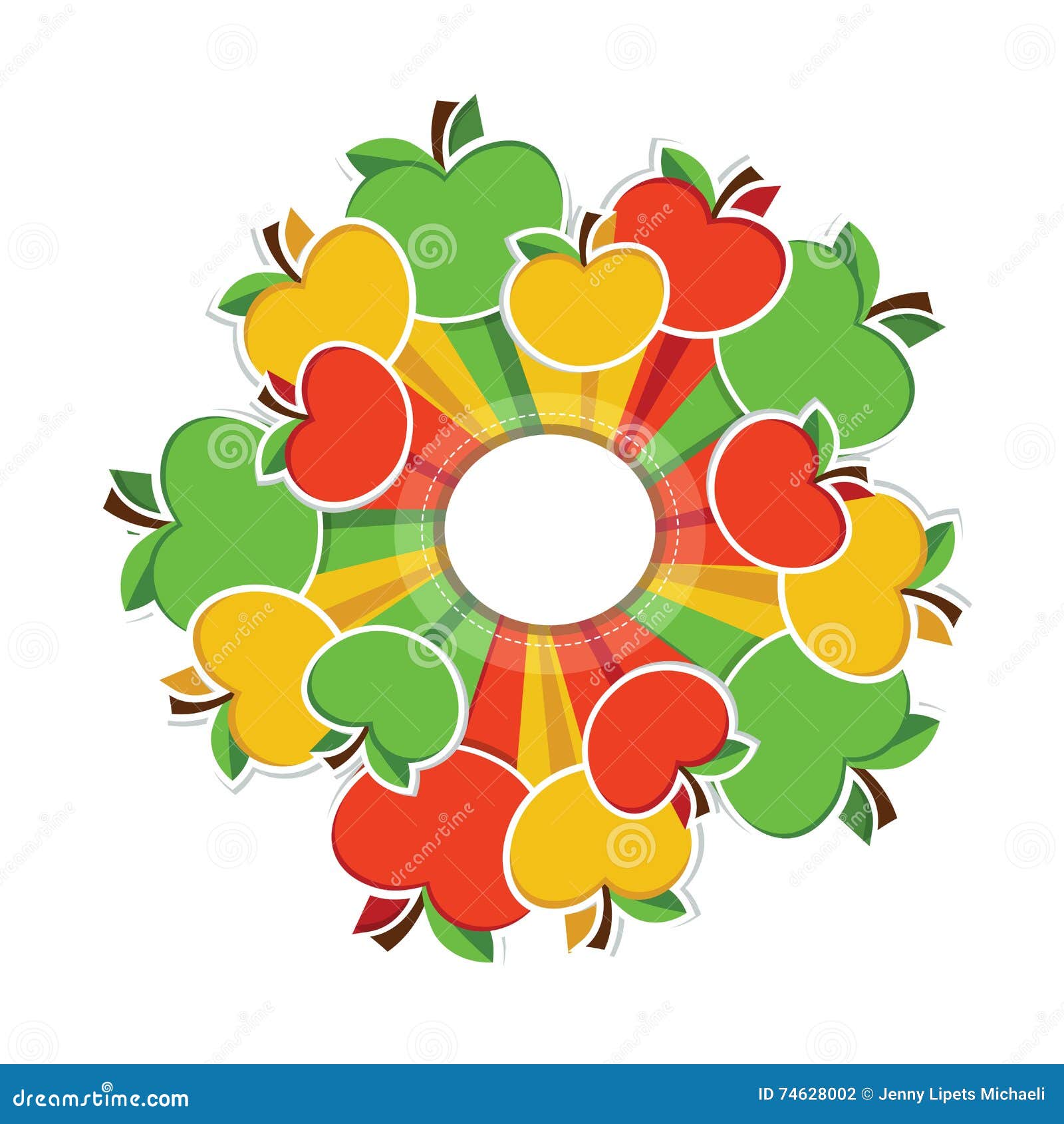 Colourful Apples Around Circle with Place for Your Text Stock Vector ...