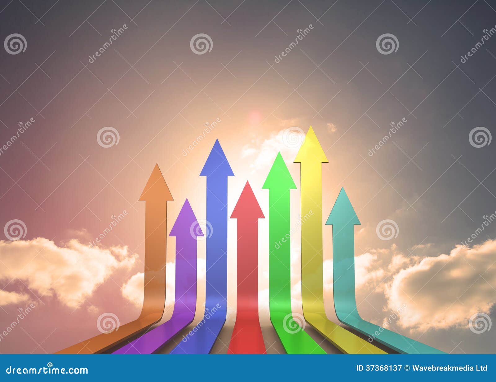 Colourful Arrows Pointing Up Stock Illustration - Illustration of ...