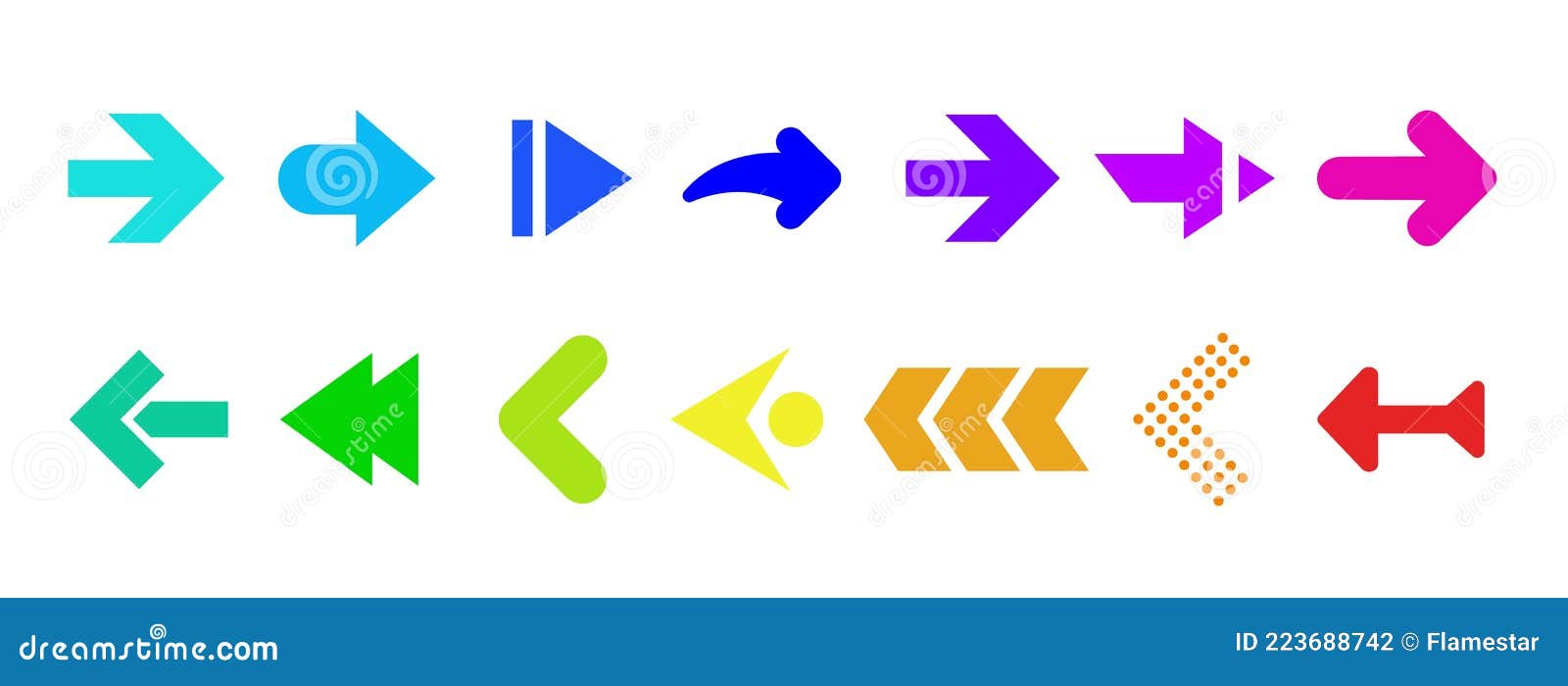 Colourful Arrows Set Isolated on White Background. UI and Web Design ...