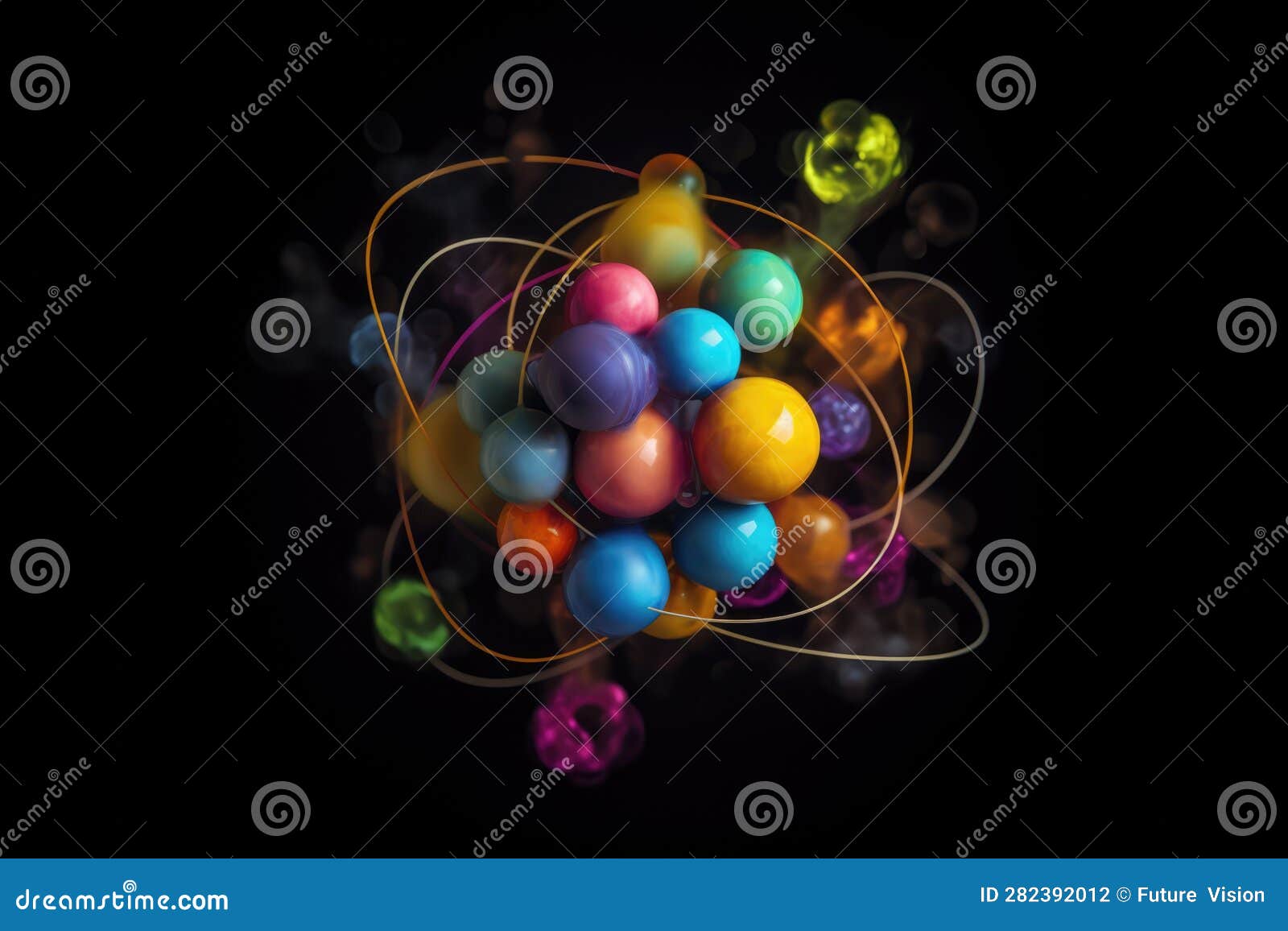 Colourful Atoms Forming Molecular Structure, Created Using Generative ...