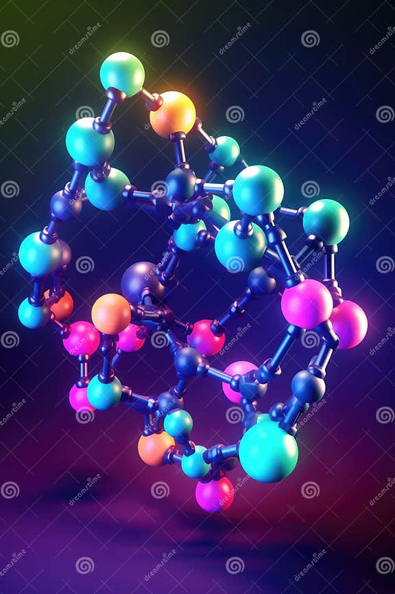 Colourful Atoms Forming Molecular Structure, Created Using Generative ...