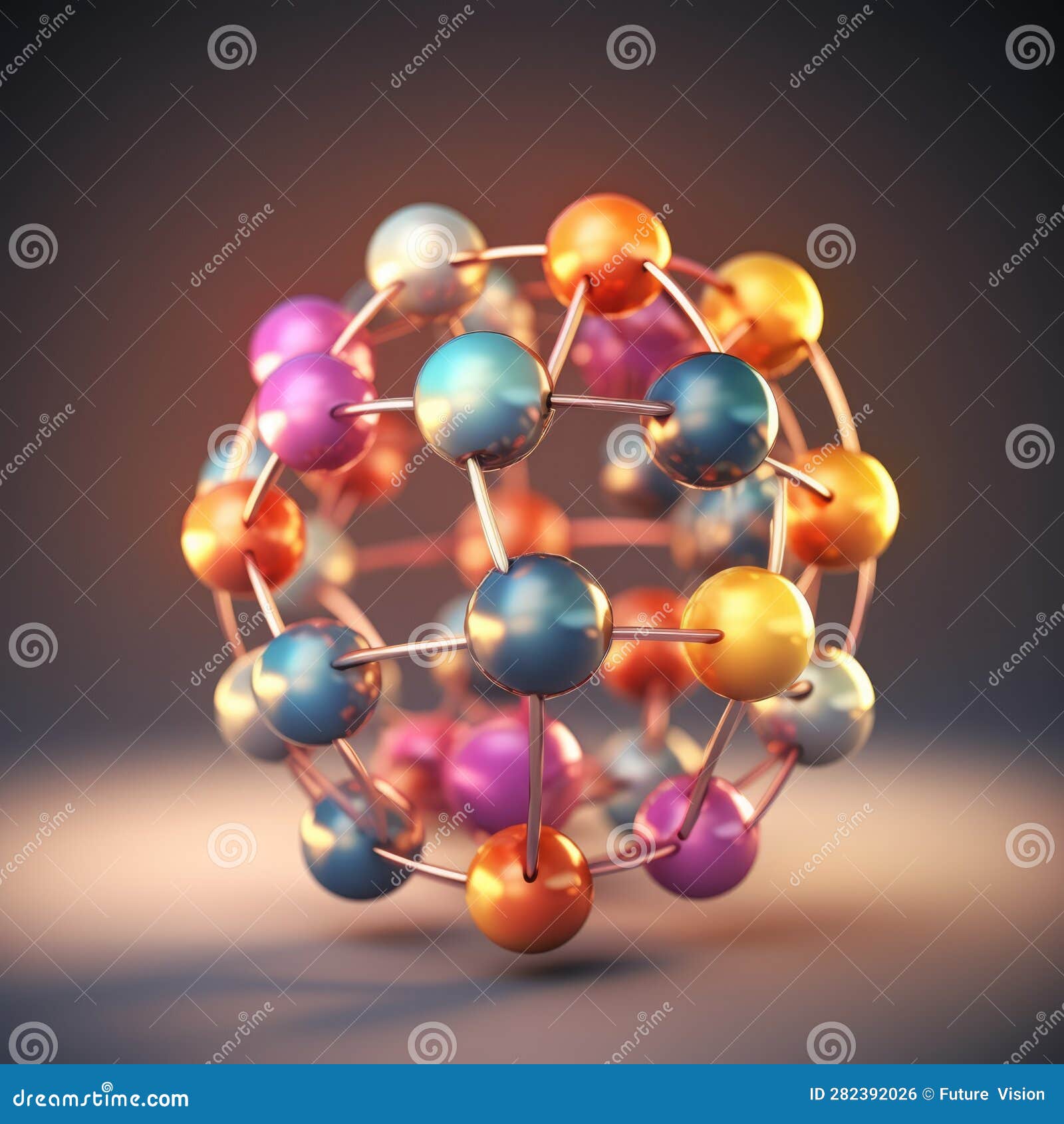 Colourful Atoms Forming Molecular Structure, Created Using Generative ...