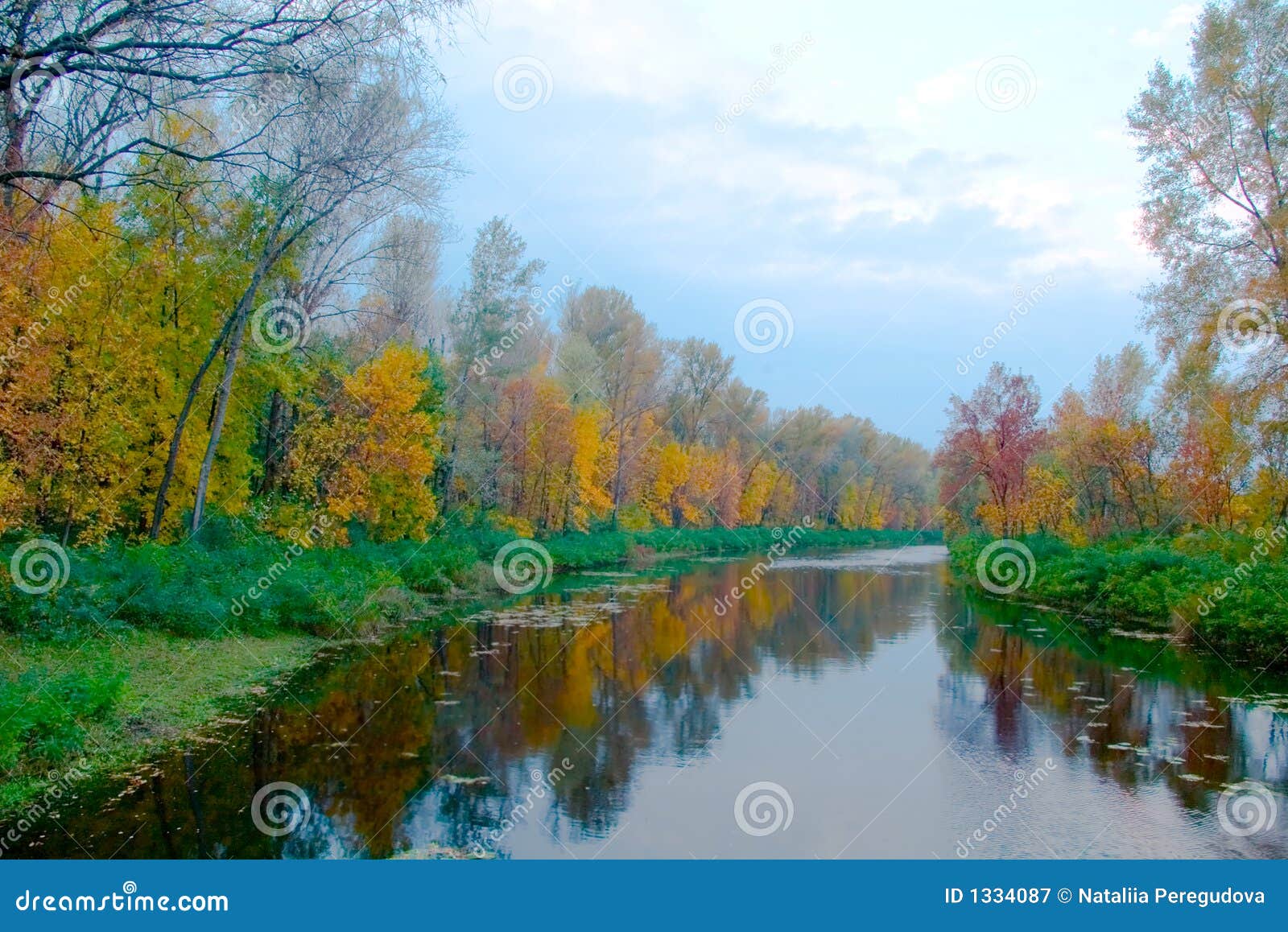 Colourful Autumn Landscape of River and Bright Trees Stock Image ...
