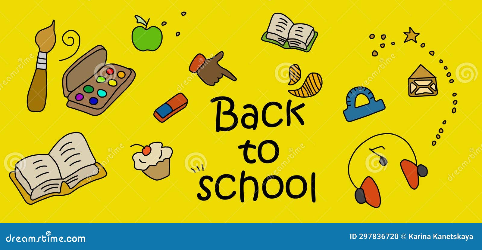 Colourful Back To School on an Yellow Background Stock Illustration ...