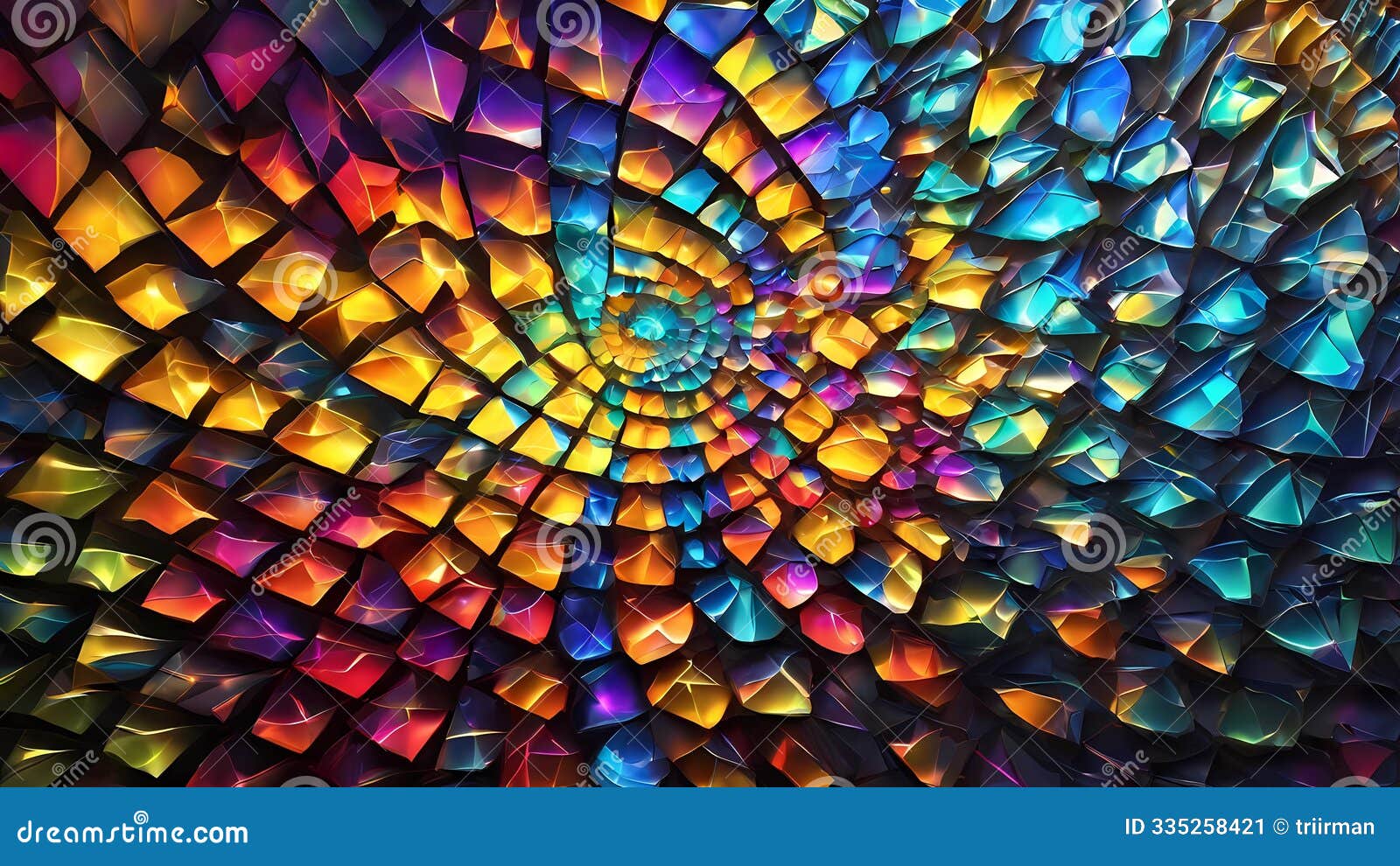 Colorful Abstract with Sparkling Glass Shards Like Spiral Pattern (A1 ...