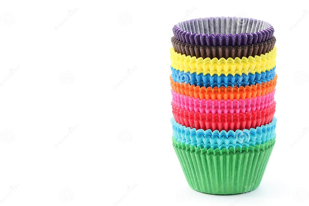 Colourful Baking Case Stack Stock Photo - Image of kitchen, white: 66792342